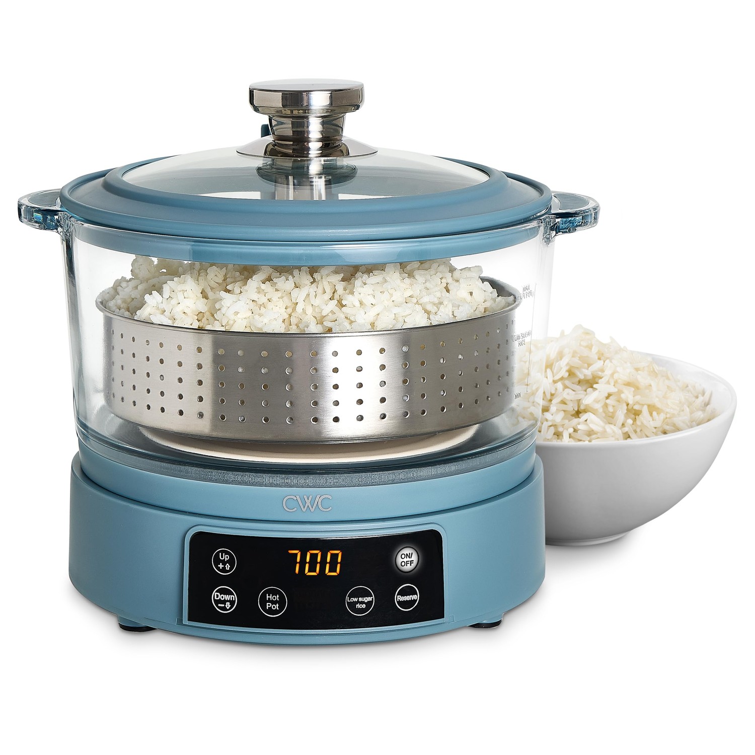 COOK WITH COLOR 8-Cup Multifunctional Smart Glass Rice Cooker, with ...