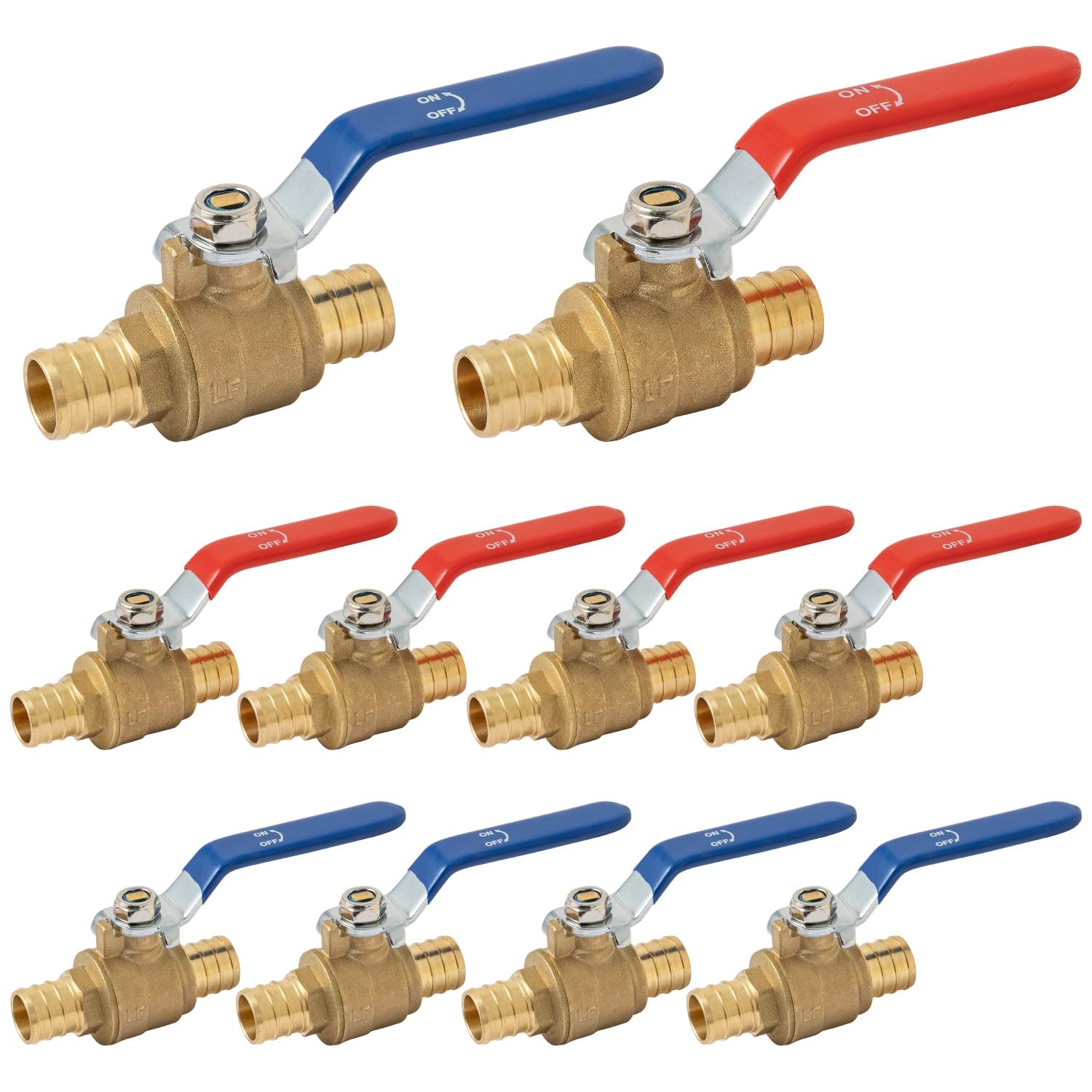 SUNGATOR 10-Pack Pex Ball Valve 3/4 Inch, Water Shut Off Valve, Brass ...