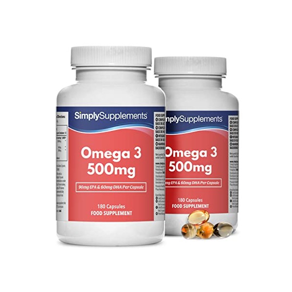 Omega 3 500 milligrams | Providing EPA & DHA | 2 x 180 Capsules ...