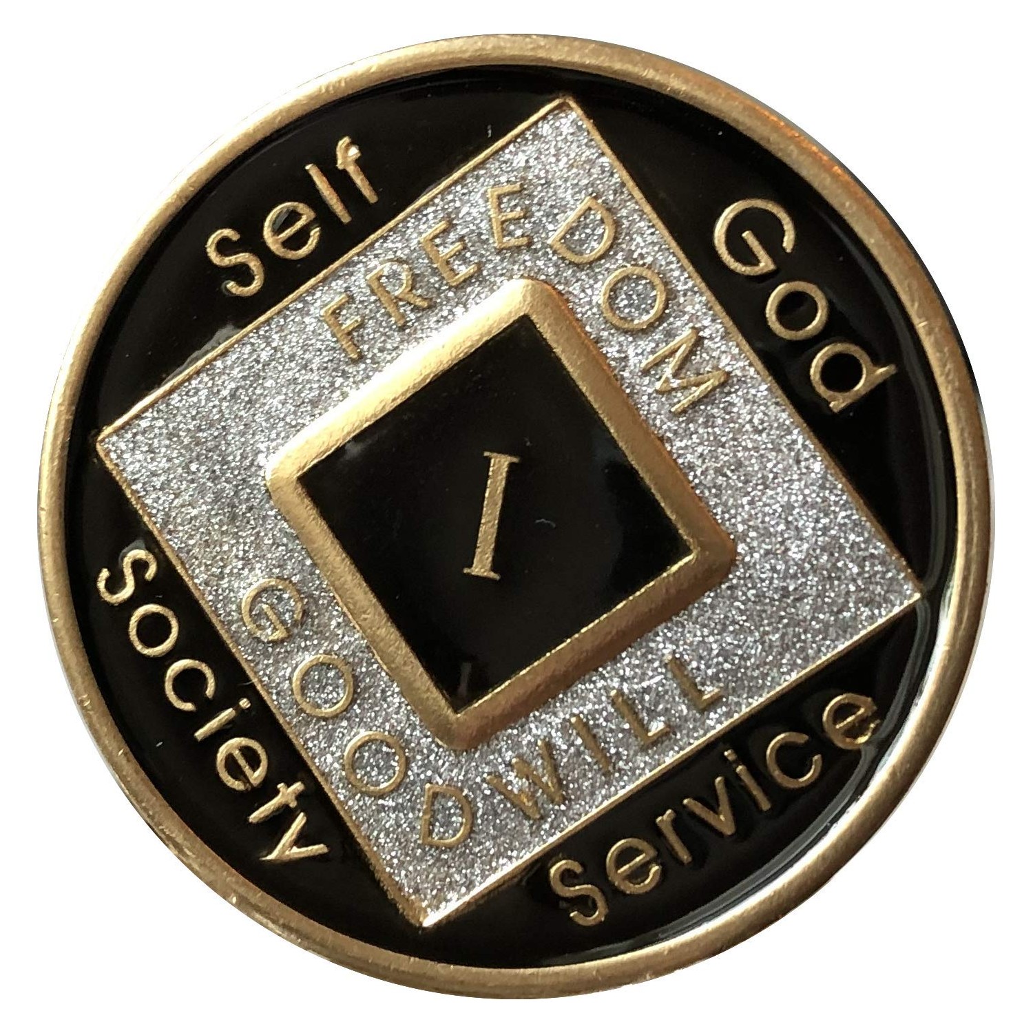 1 Year Black and Silver Glitter NA Medallion Official Narcotics ...