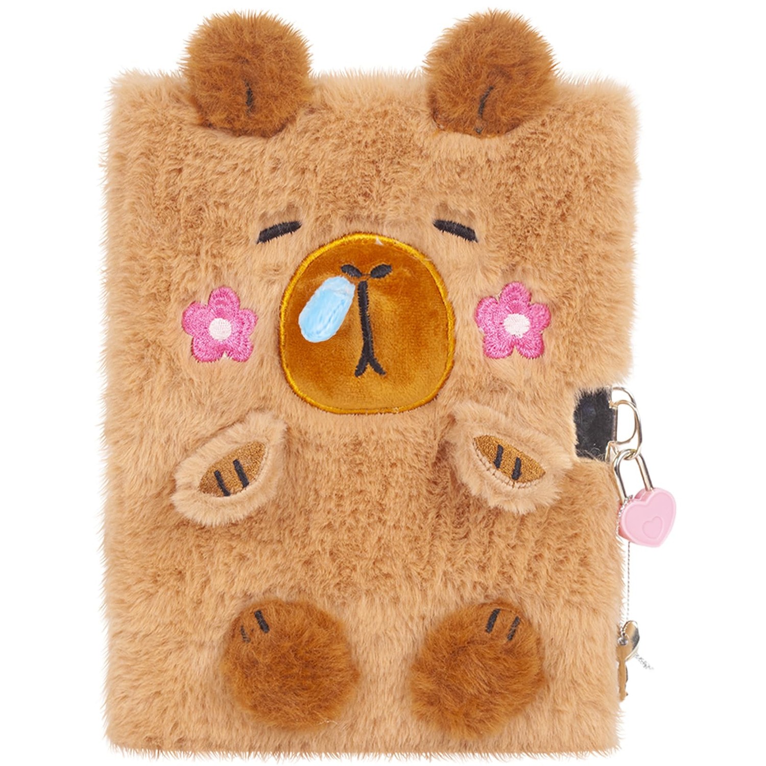 Pinkgarden Capybara Plush Diary for Girls with Lock and Key, 160 Pages ...