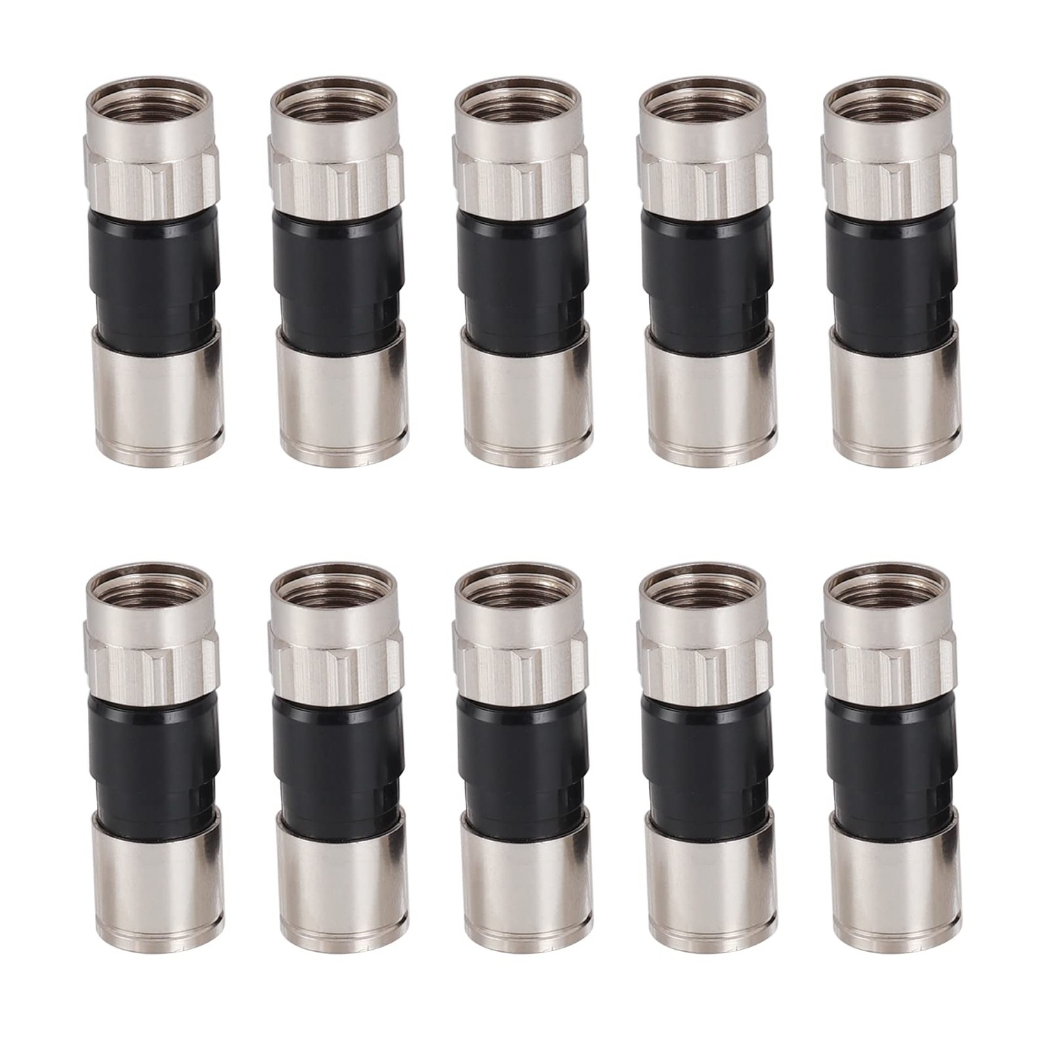 RELIAGINT 10 Pack RG6 Coax Connectors, 75 Ohm F Connector, Weatherproof ...