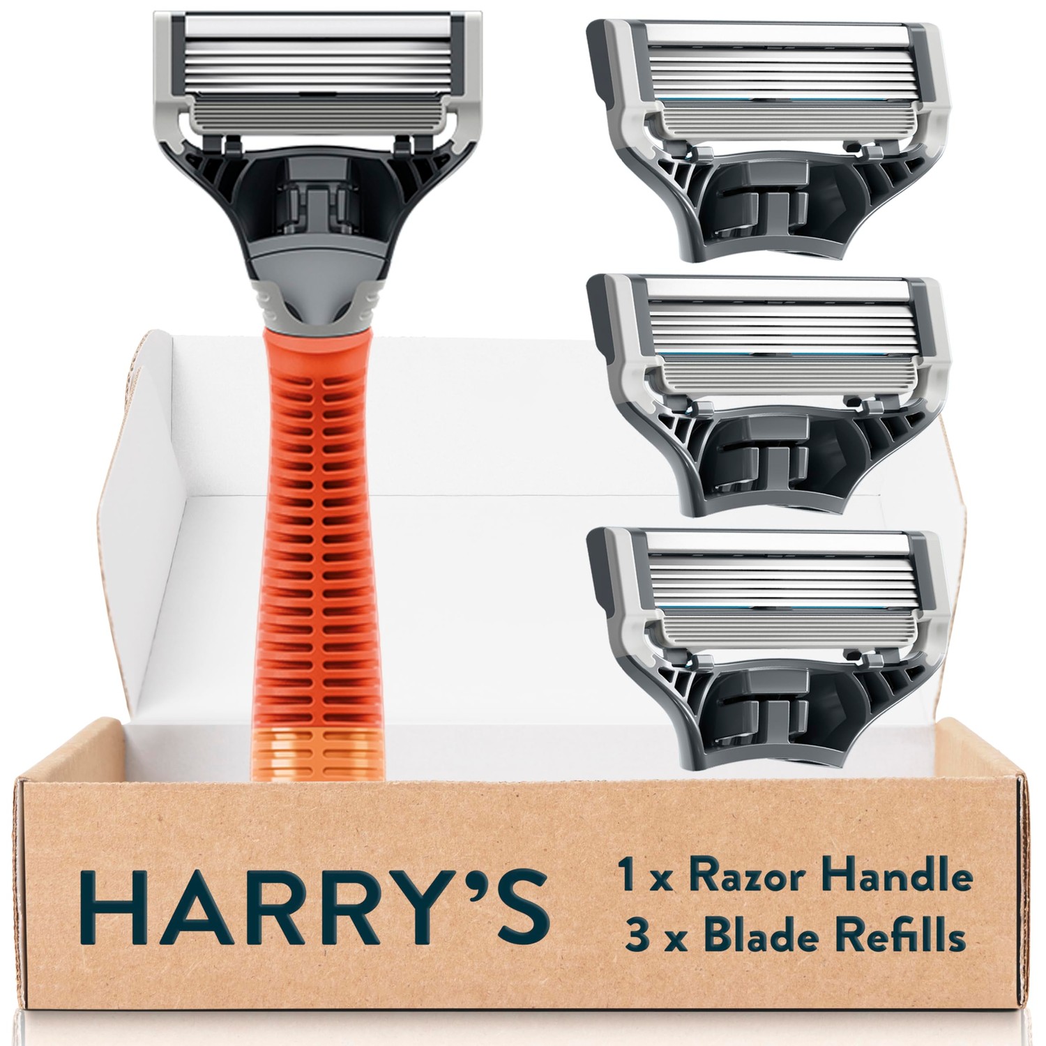 Harry's Razors for Men - Men's Orange Razor + 3 Razor Blade Refills, 5 ...