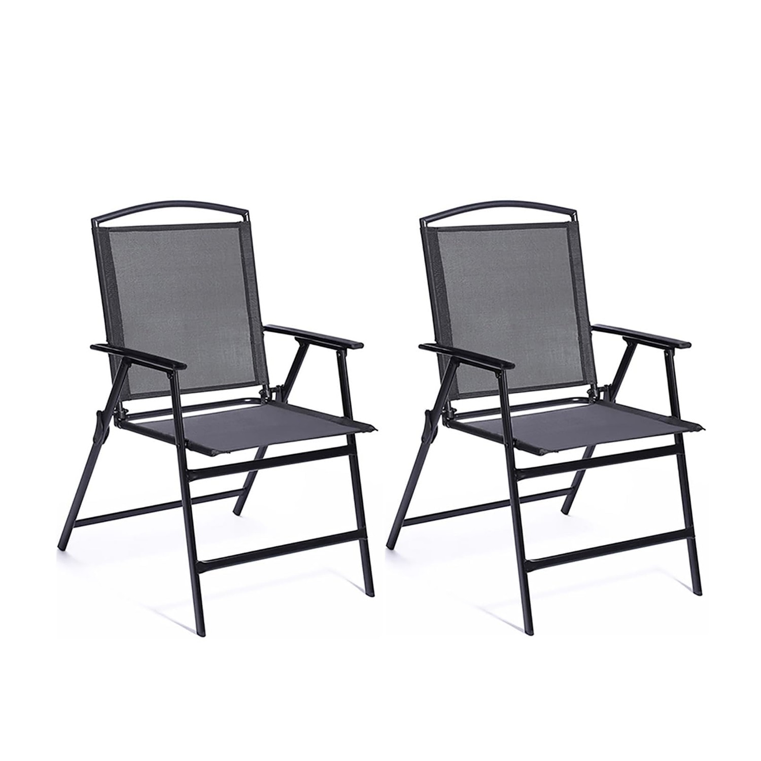 Bylring Outdoor Folding Patio Dining Sling Chairs Set of 2 with Armrest ...