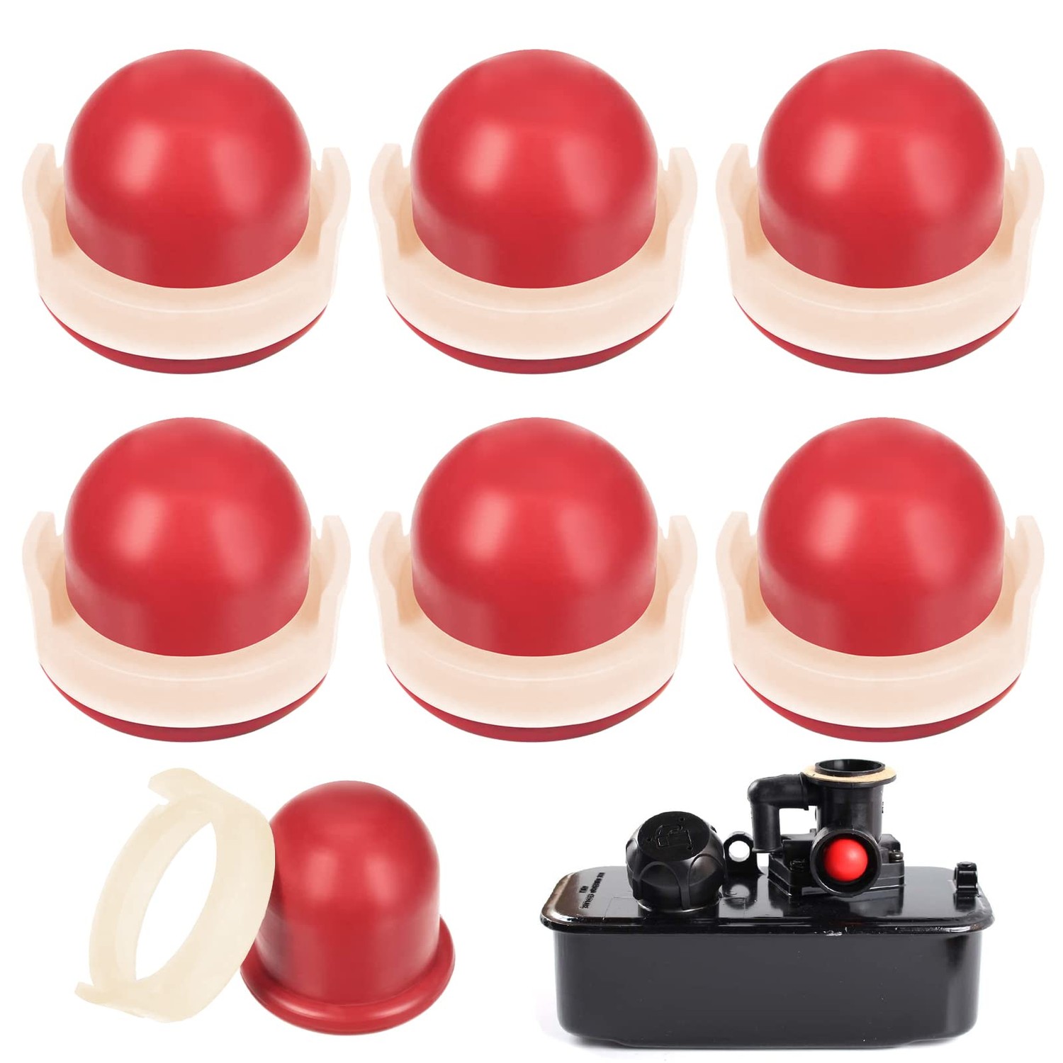 JNWYH 6 x Carburettor Fuel Bulb, Primer Pump with Rings, Red Primer ...