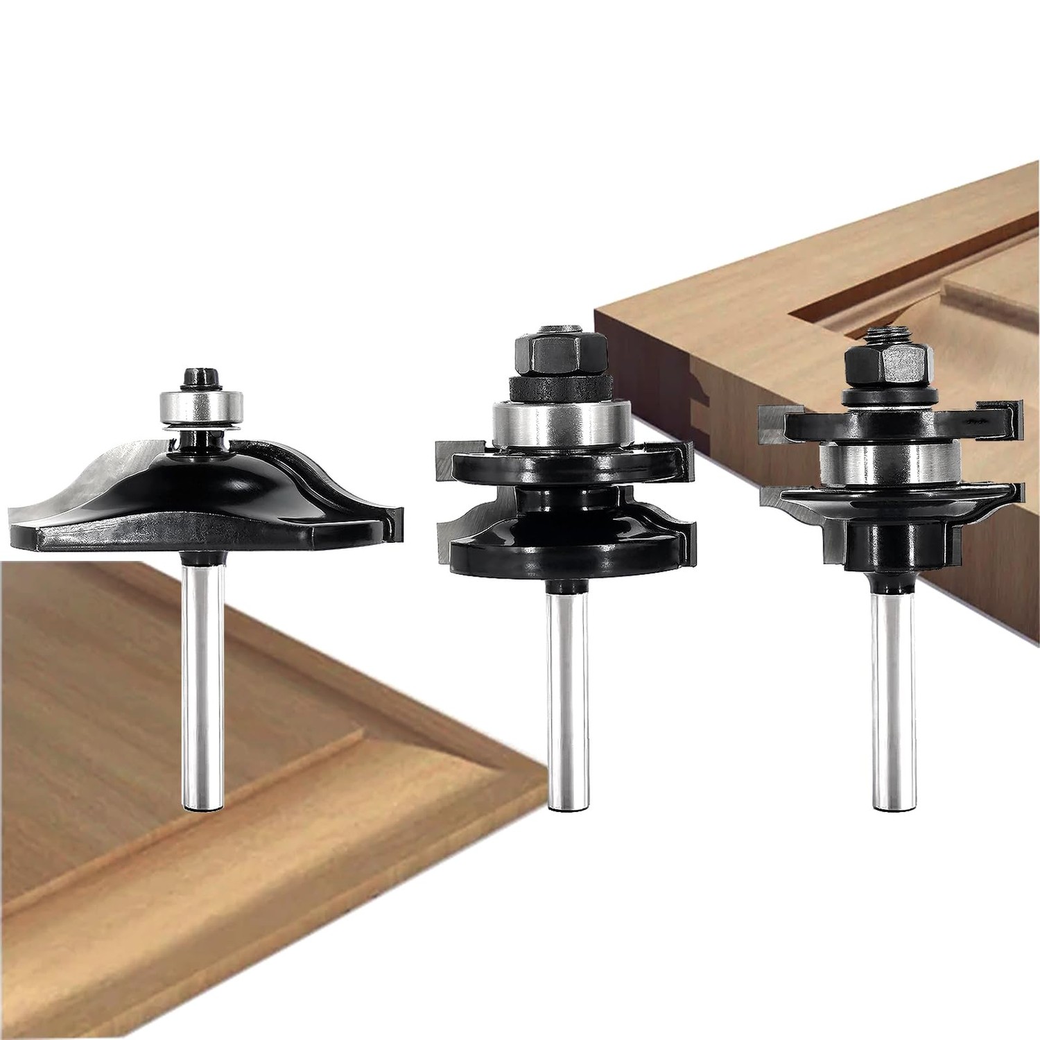 3PCS Cabinet Door Router Bit Set 1/4 Shank, Raised Panel Router Bits ...