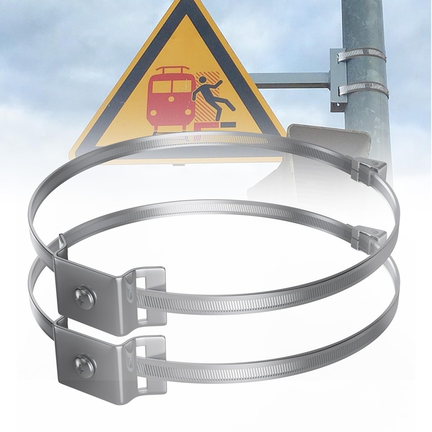 JUGGHOME Adjustable Sign Mounting Brackets for Larger Diameter Poles ...