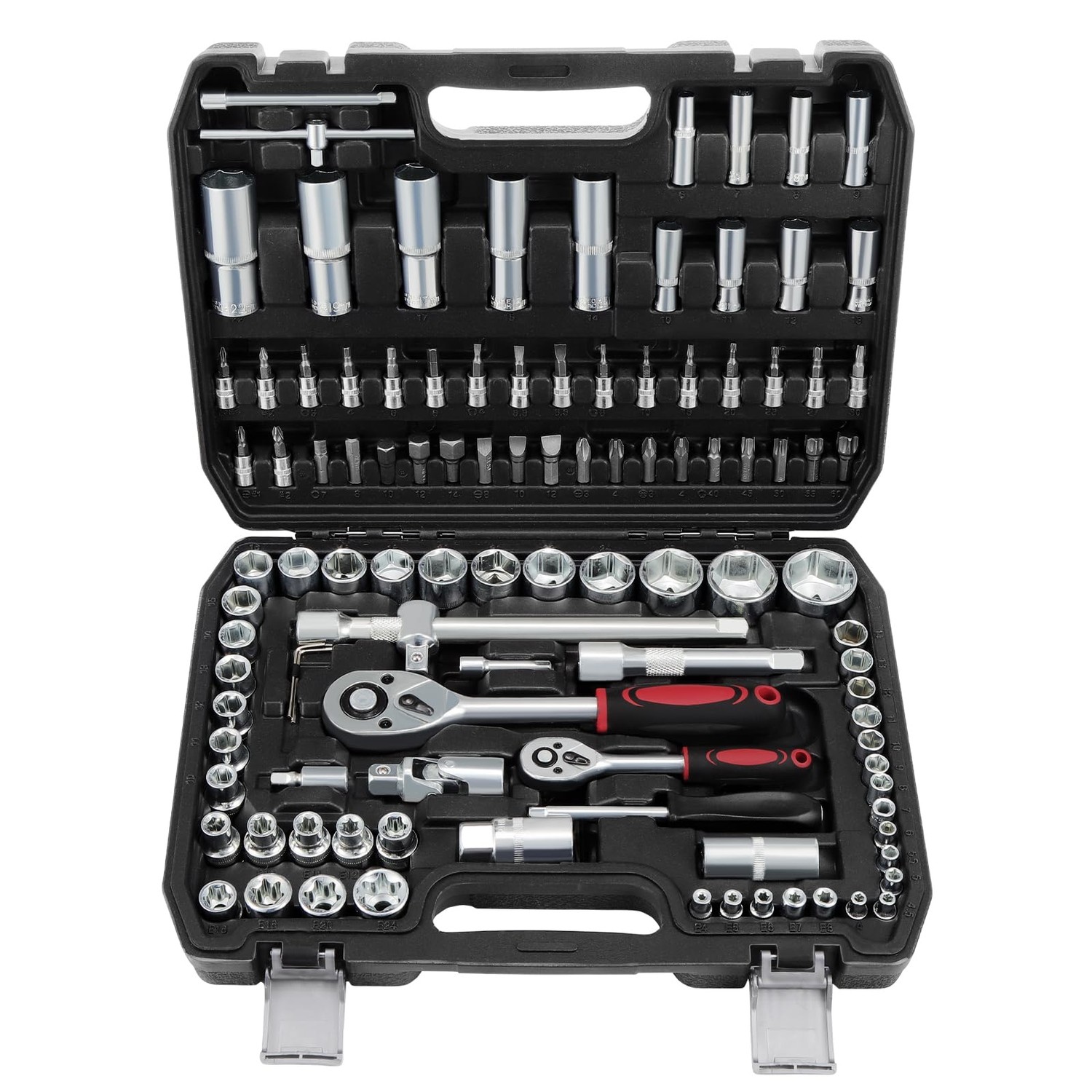 Faankiton 108-Piece Socket Spanner Set, Ratchet Box 1/2 Inch 1/4 Inch ...