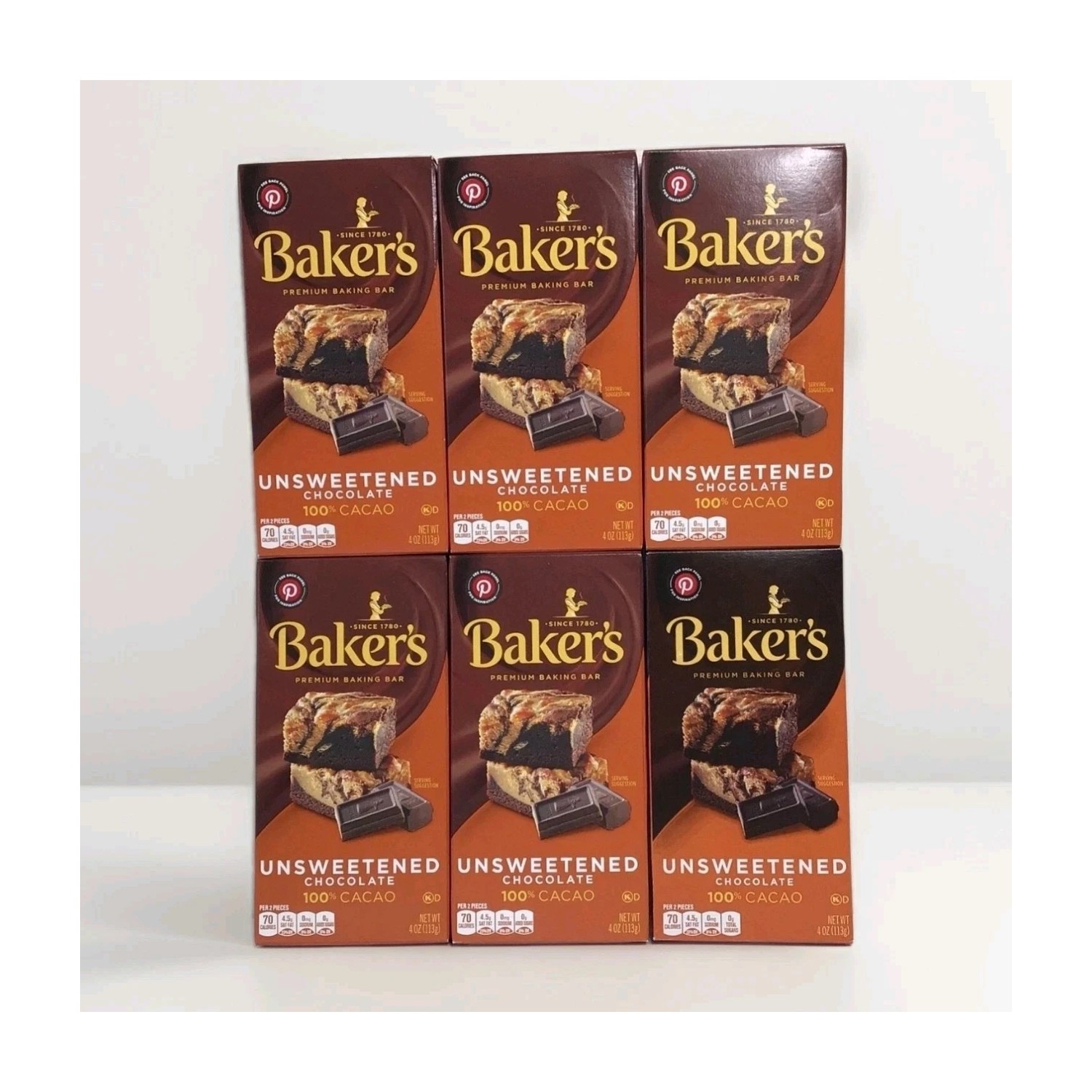 Bakers 6 BAKER'S Unsweetened Chocolate 100% CACAO Bars 4oz FREE ...