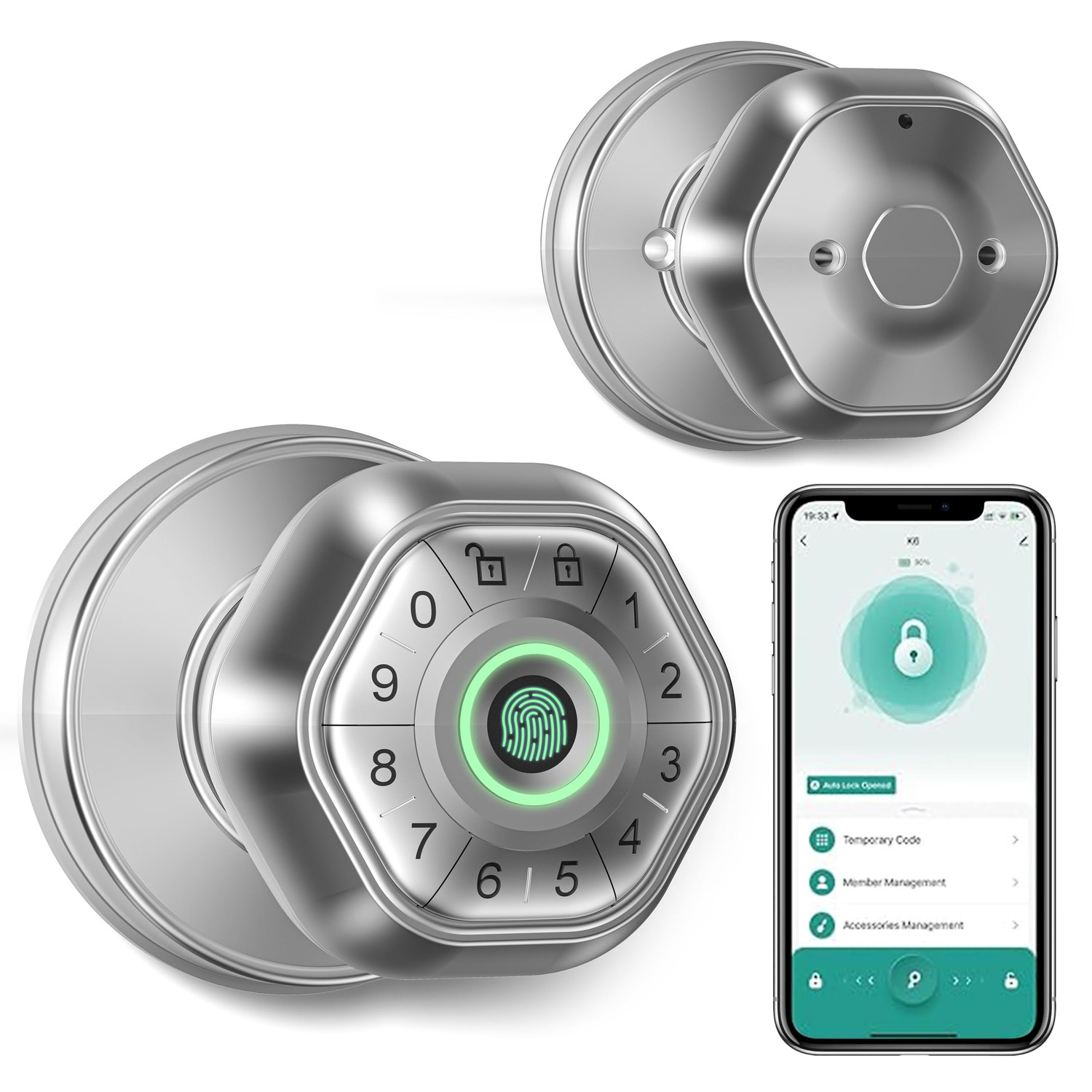 Bog fang Fingerprint Door Lock- Smart Door knob,biometric Door Lockwith ...