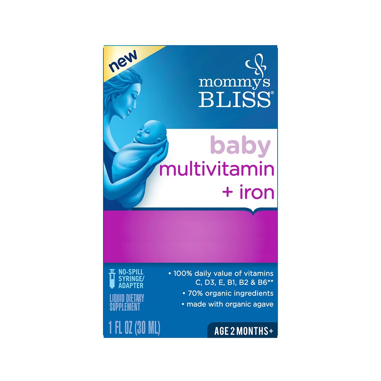 Mommy's Bliss Multivitamínico + Hierro Bebé. Ingredientes Naturales y ...
