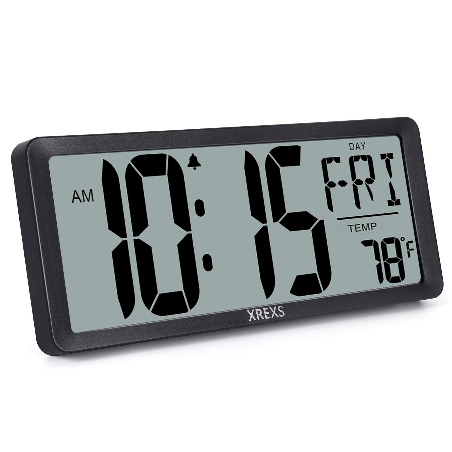XREXS Large Digital Wall Clock, Battery Operated Alarm Clocks for ...