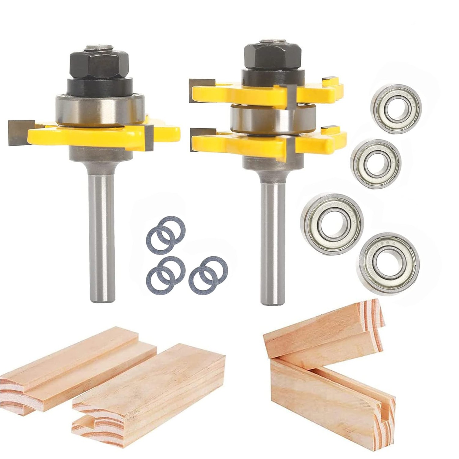 Sinoprotools 2Pcs Tongue and Groove Router Bit Set, 1/4" Shank Tongue ...