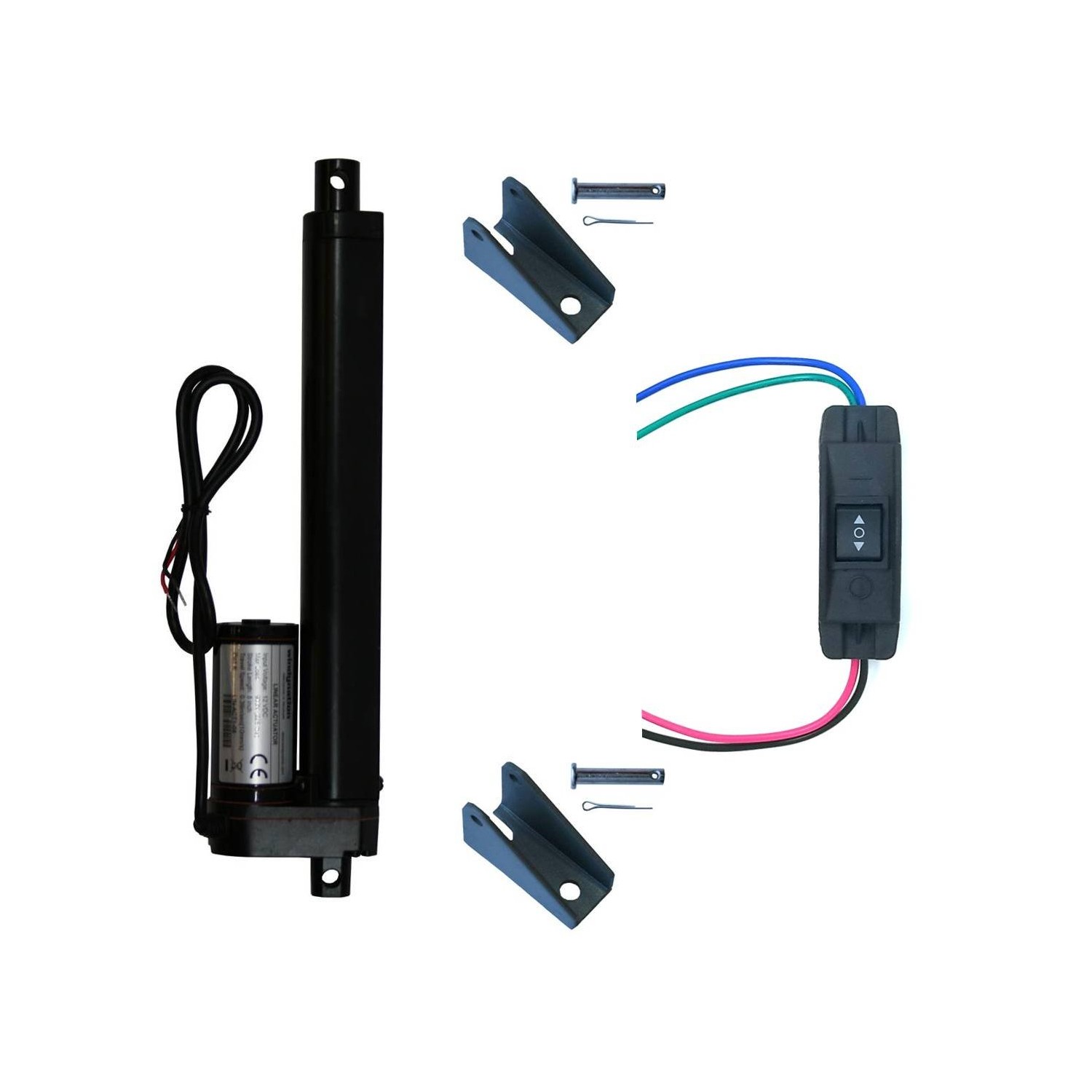 WindyNation 8 Inch 8" Stroke Linear Actuator 12 Volt 12V 225 Pounds lbs ...