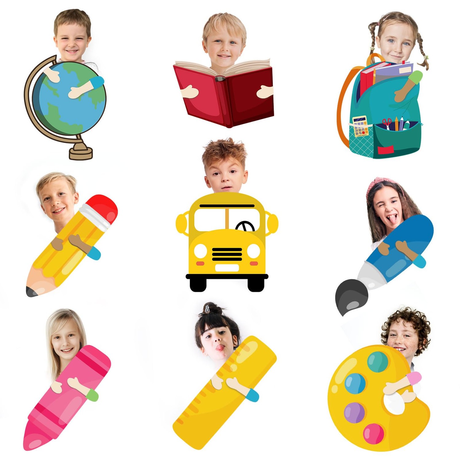45 PCS Back to School Cut-Outs Decoration, Book Pencil Bus Bulletin ...