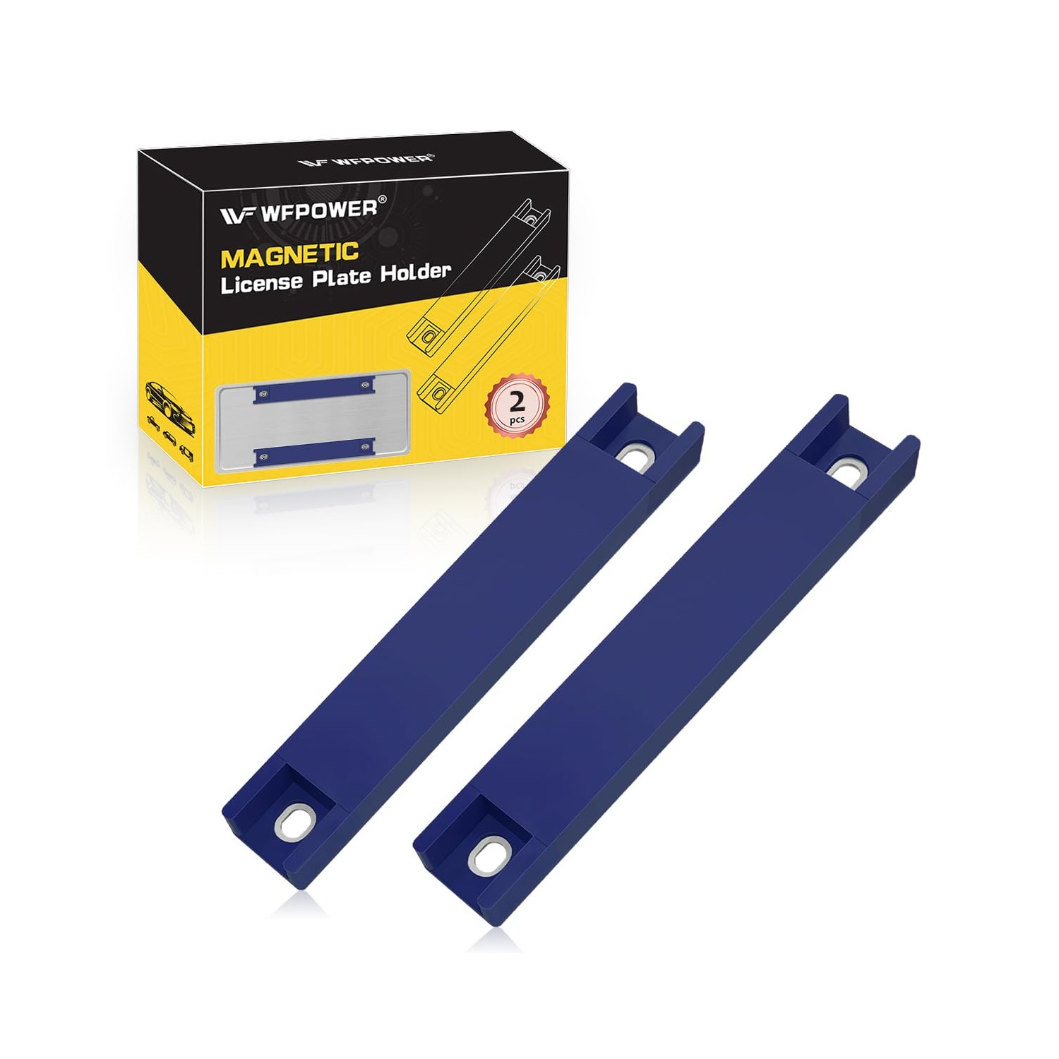 WFPOWER Magnetic License Plate Holder, 2 Pack Rubber Coated Protection ...