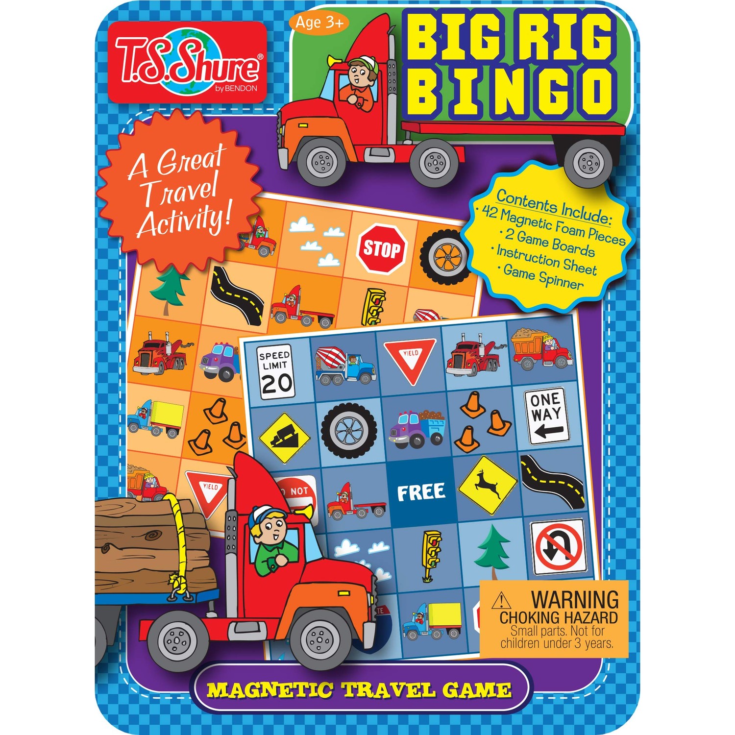 Bendon TS Shure Big Rig Trucks Bingo Games Mini Magnetic Activity Tin ...