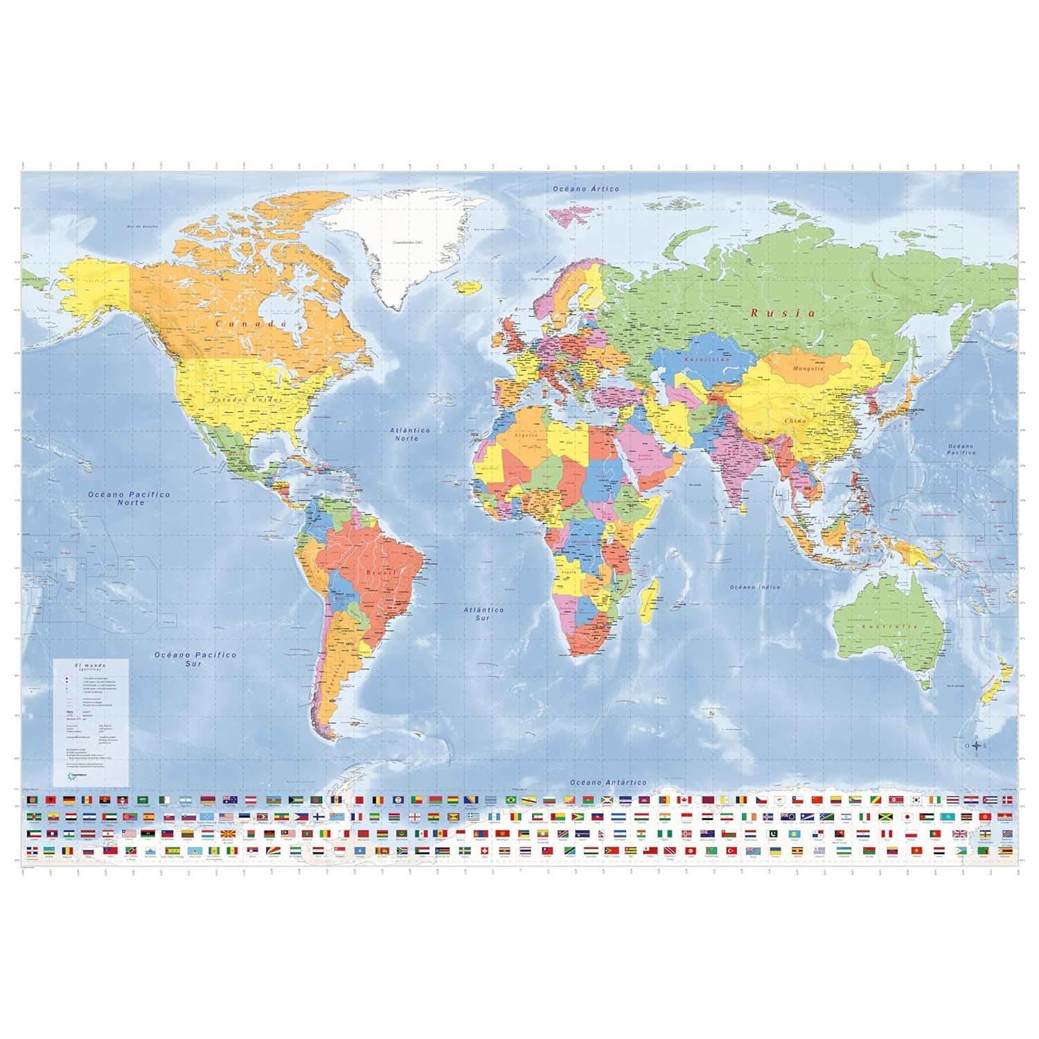 Giant World Map in spanish language (39 X 55) with full lamination ...