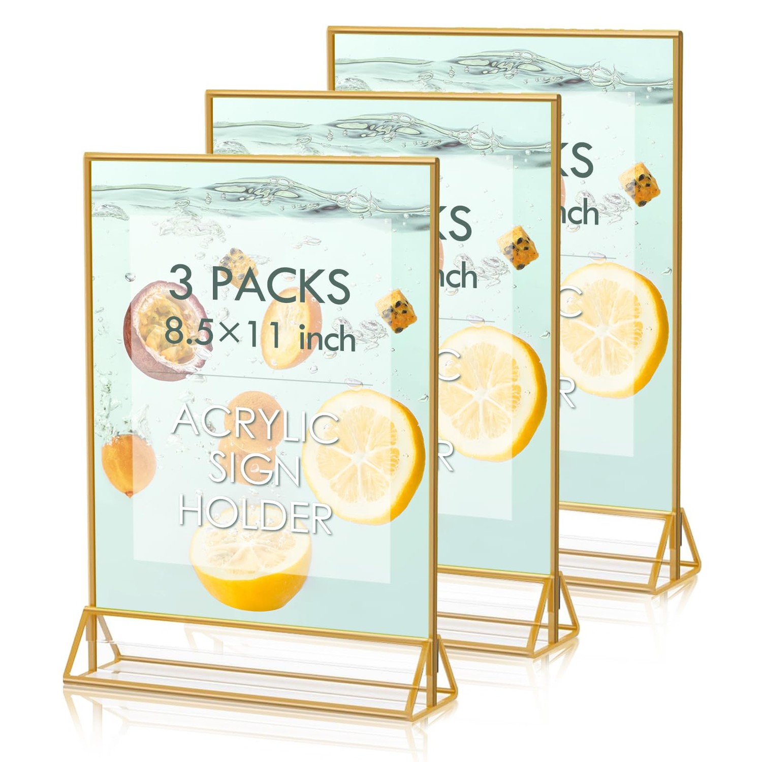 HOODO Acrylic Sign Holder 8.5x11 Gold Frames Clear Sign Holder, Gold ...