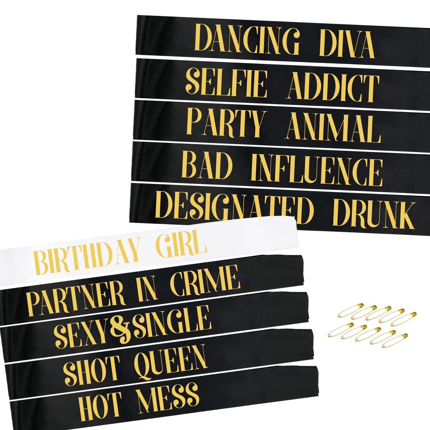 TEUVO Birthday Sash Birthday Sashes for Girls, 10 Piece Sash Set with 9 ...