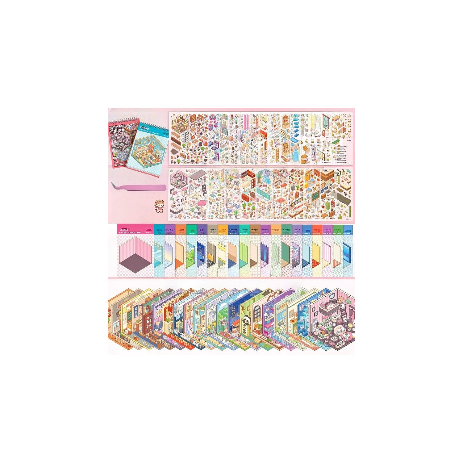 20 Sets 3D DIY House Sticker Book,Funny DIY 3D Stickers Scene Set Make ...