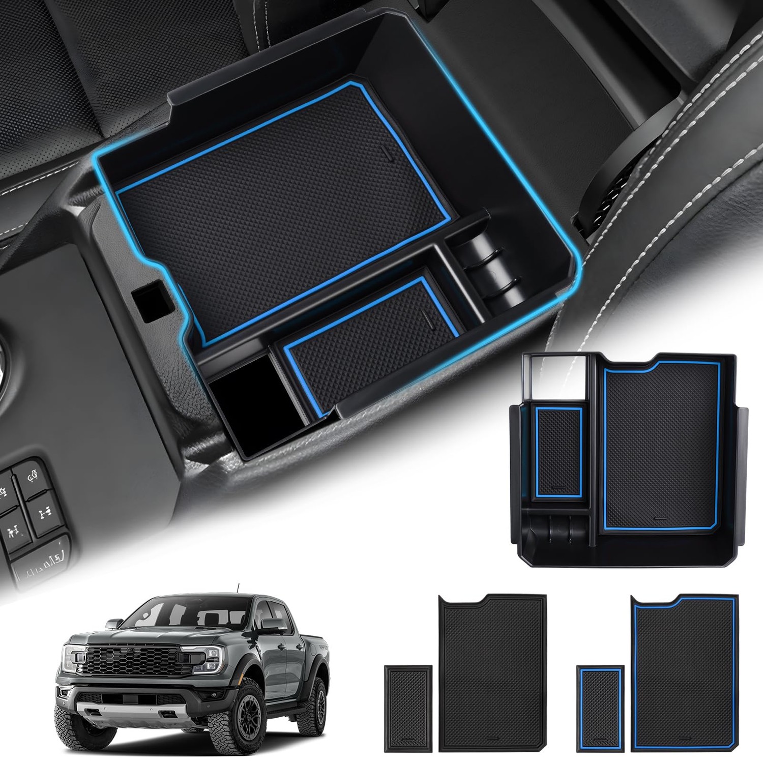 Sunsdrew for 2025 Upgraded Ford Ranger Center Console Organizer,2024 ...