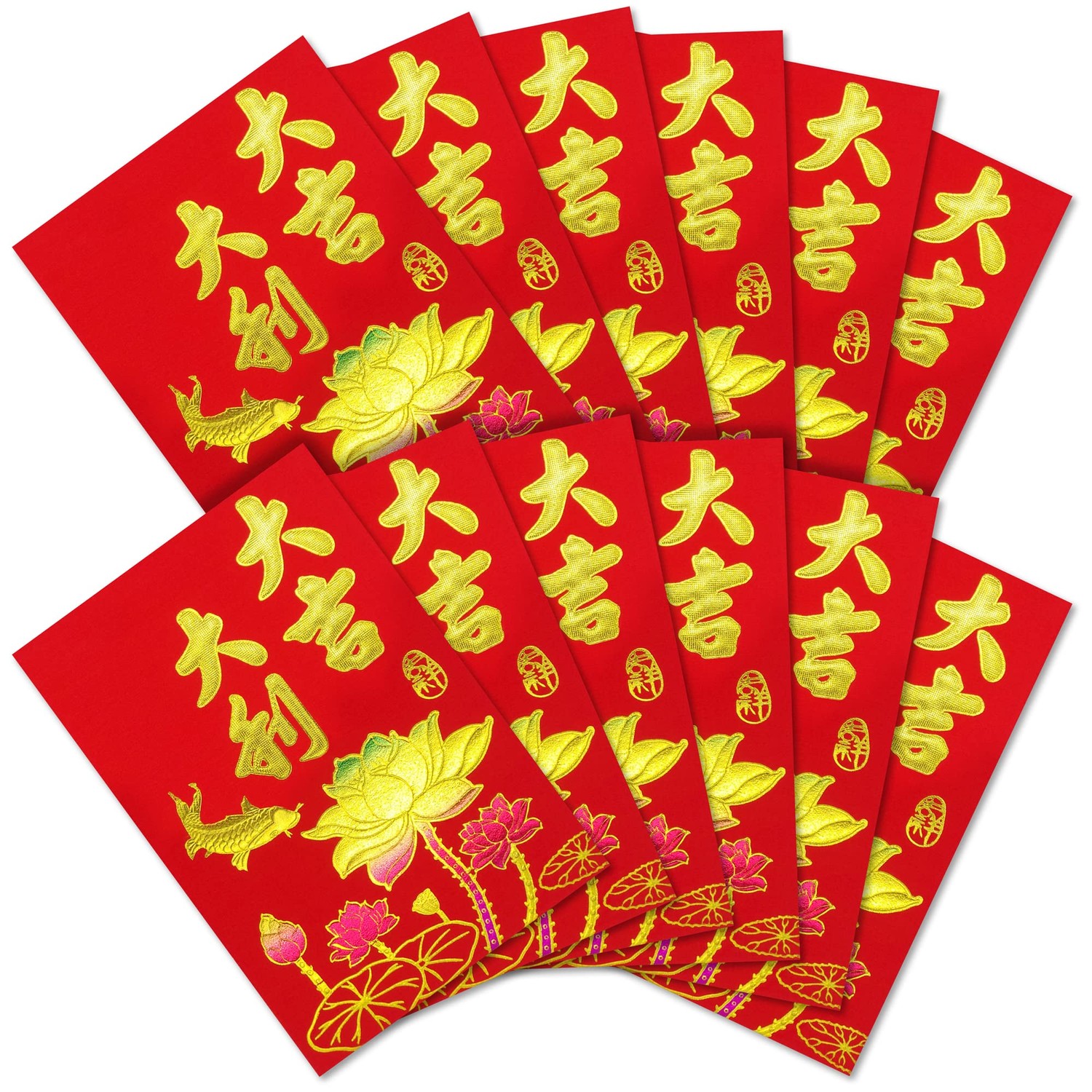 12 Traditional Chinese Lunar New Year Red Envelopes for 2024 Year of ...