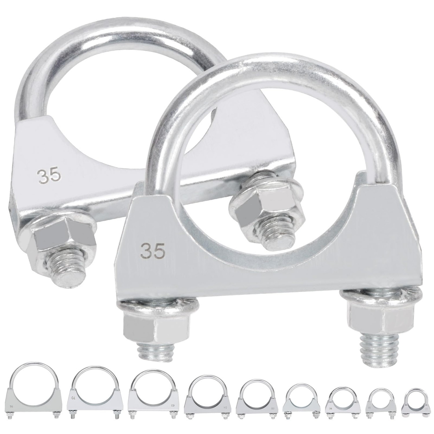 Mardatt 2 pieces 1-2/5 inch (35 mm) exhaust U-clamp, silencer U-bolt ...