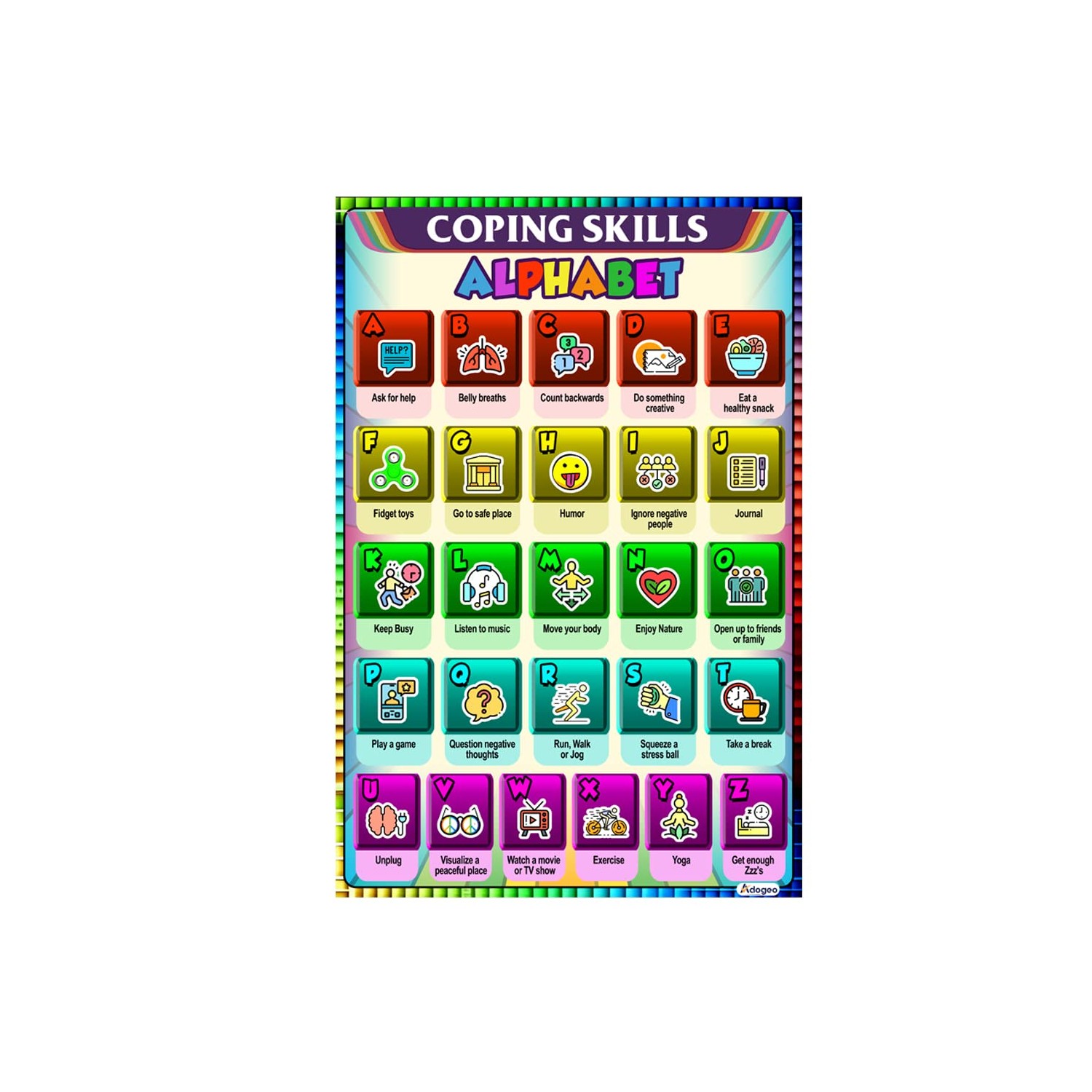 Mental Health Posters for Kids, Coping Skills Alphabet Poster for Kids ...