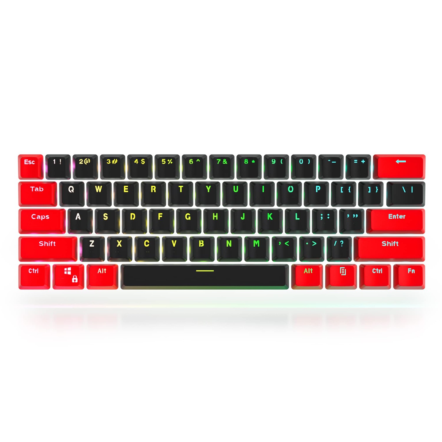 Guffercty kred GTSP Red and Black Keycaps 60% Percent PBT Key Cap Set ...