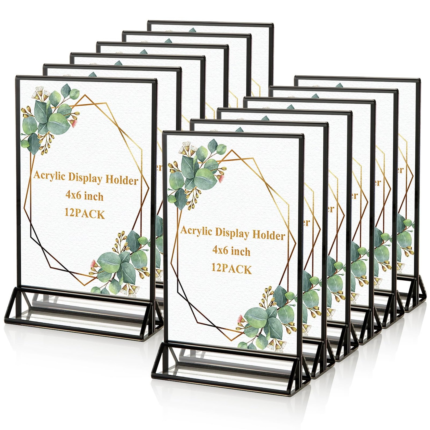 LOYORTY 8PCS 4x6 Double-Sided Acrylic Sign Holders, Clear Black Picture ...