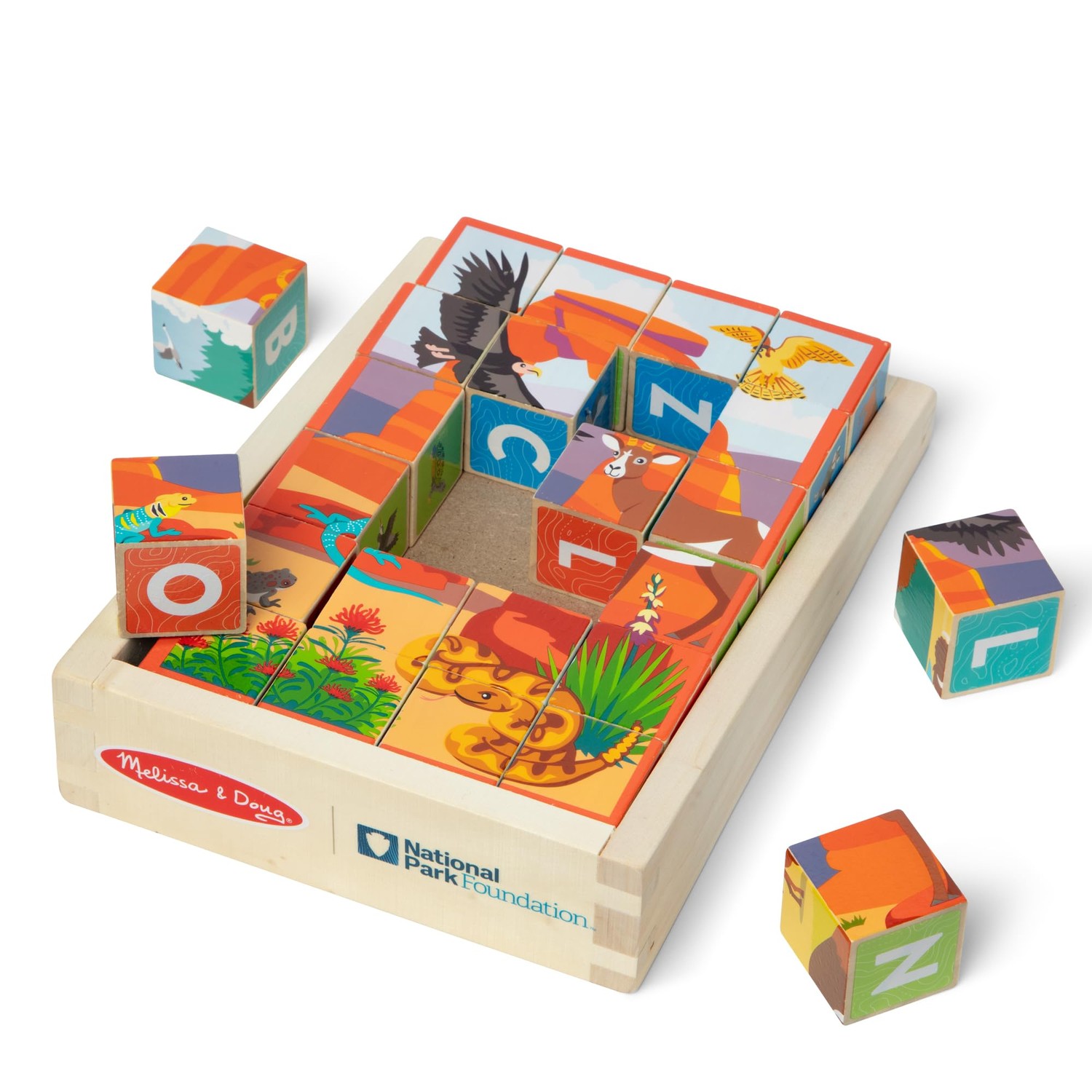 Melissa & Doug National Parks Alphabet & Animals 24-Piece Cube Puzzle ...
