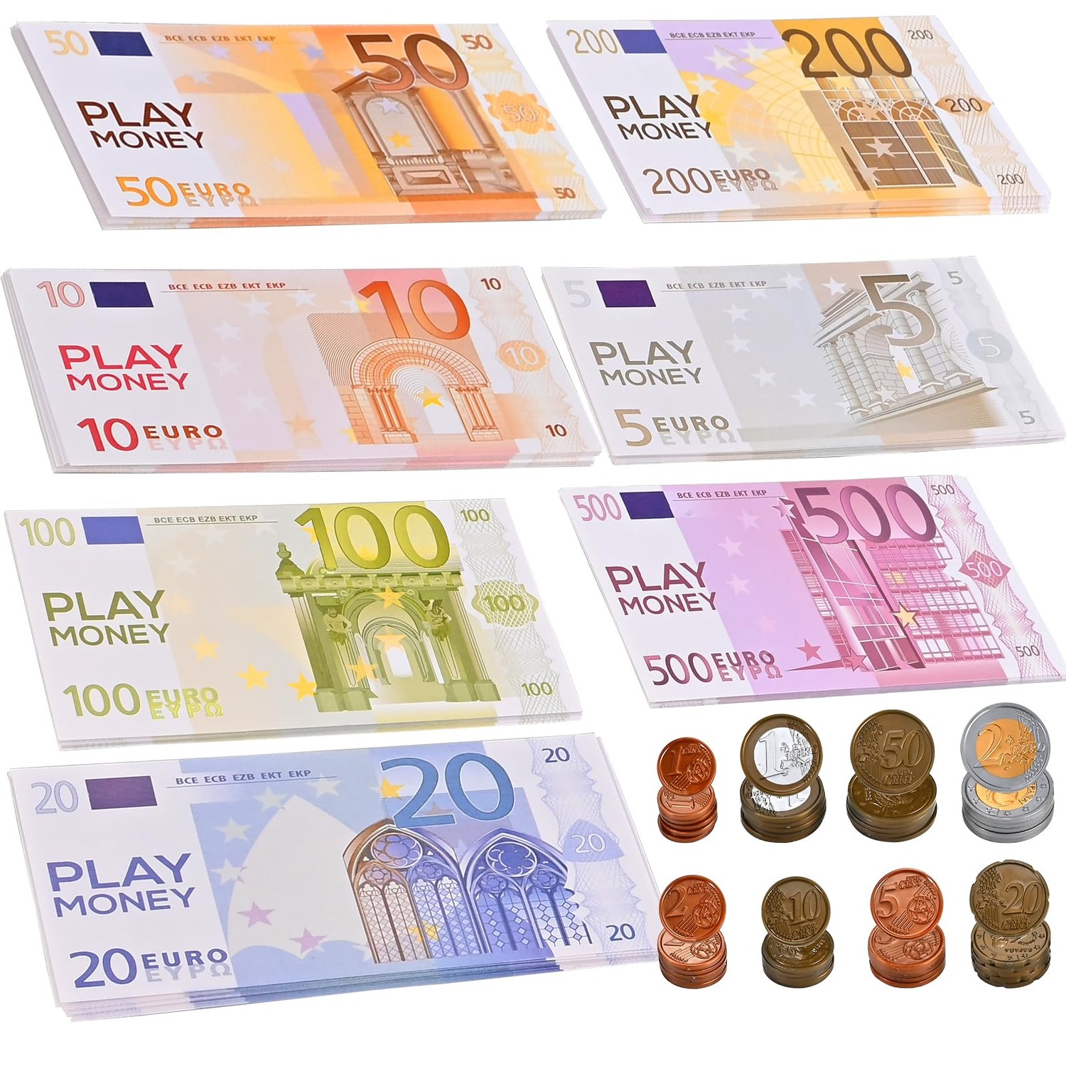 Tigvio 215 Piece Play Money Set with 175 Play Money Children and 40 ...