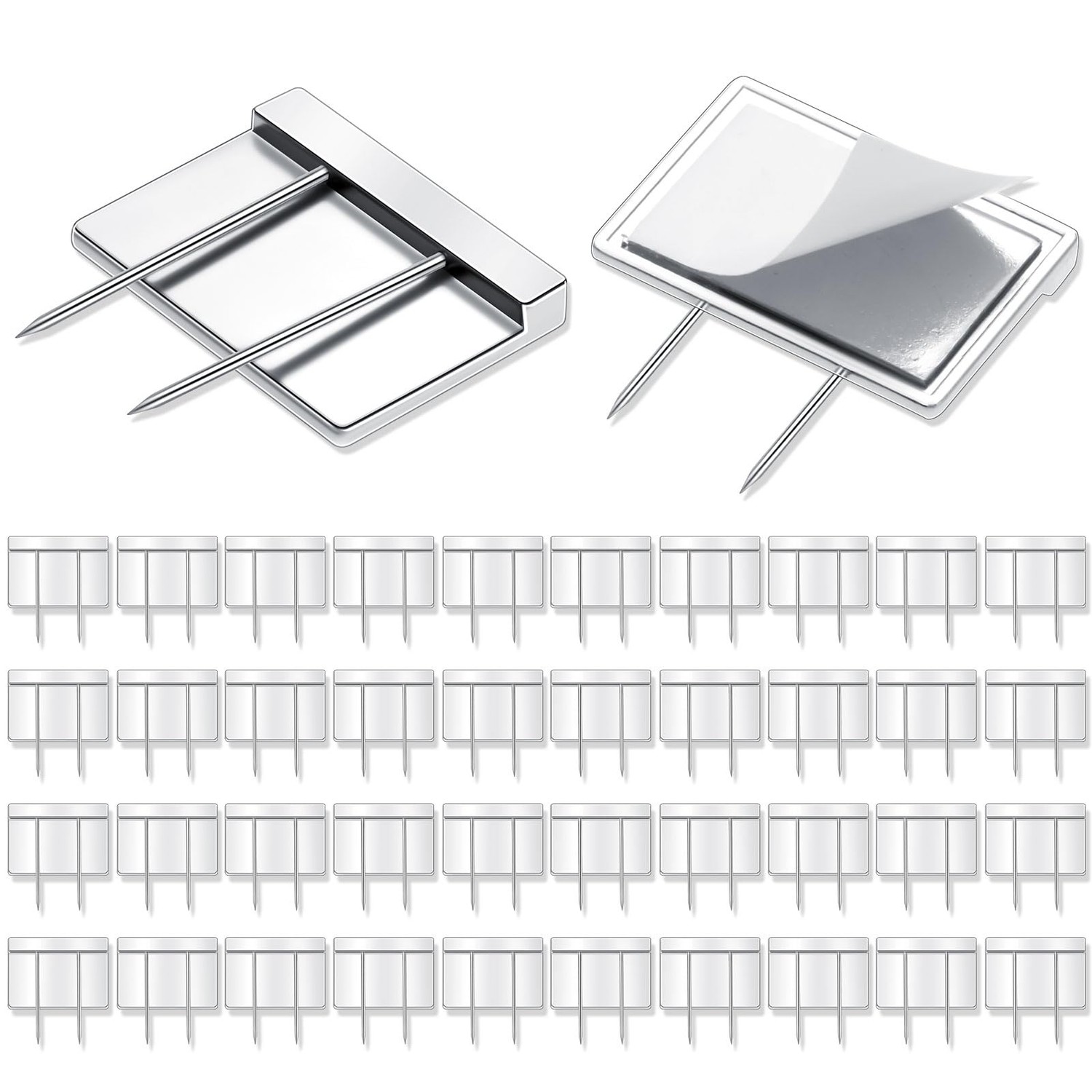 Amylove 40 Pcs Silver Cubicle Pins Partition Pins Fabric Clips Long ...