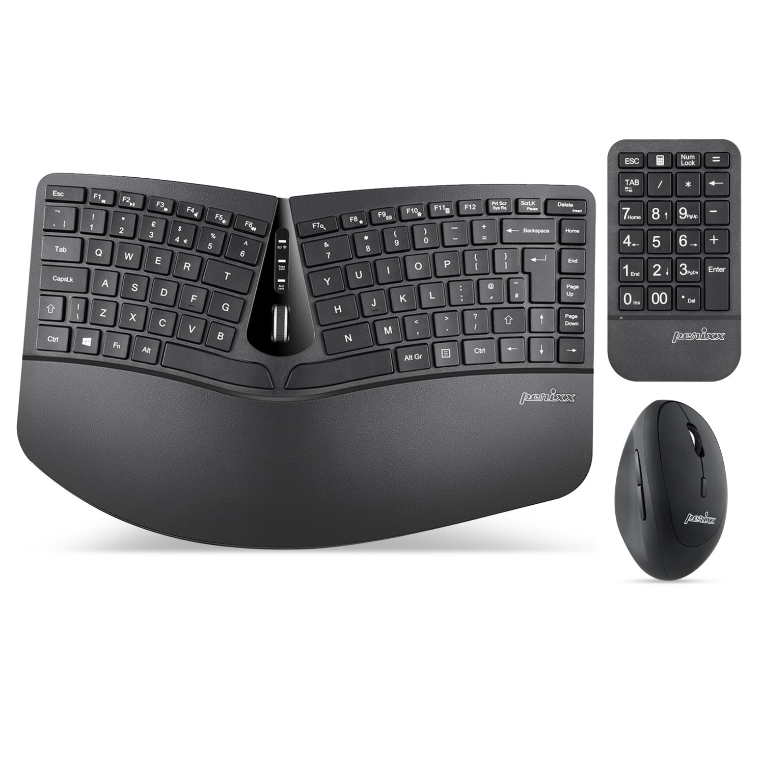 Perixx PERIDUO-606A, 3-in-1 Wireless Compact Ergonomic Keyboard with ...