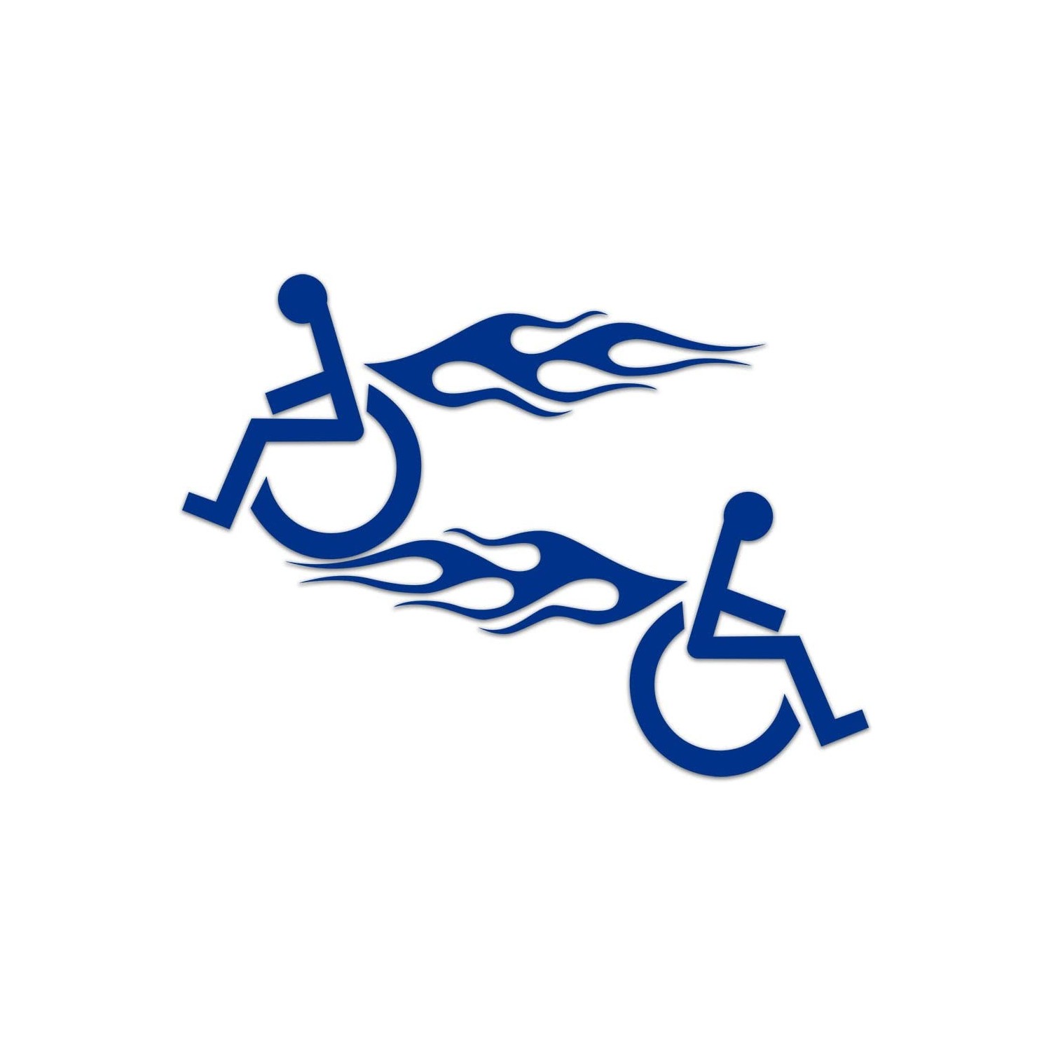 Set of 2: Blue Left and Right Facing Wheelchair with Flames Stickers ...