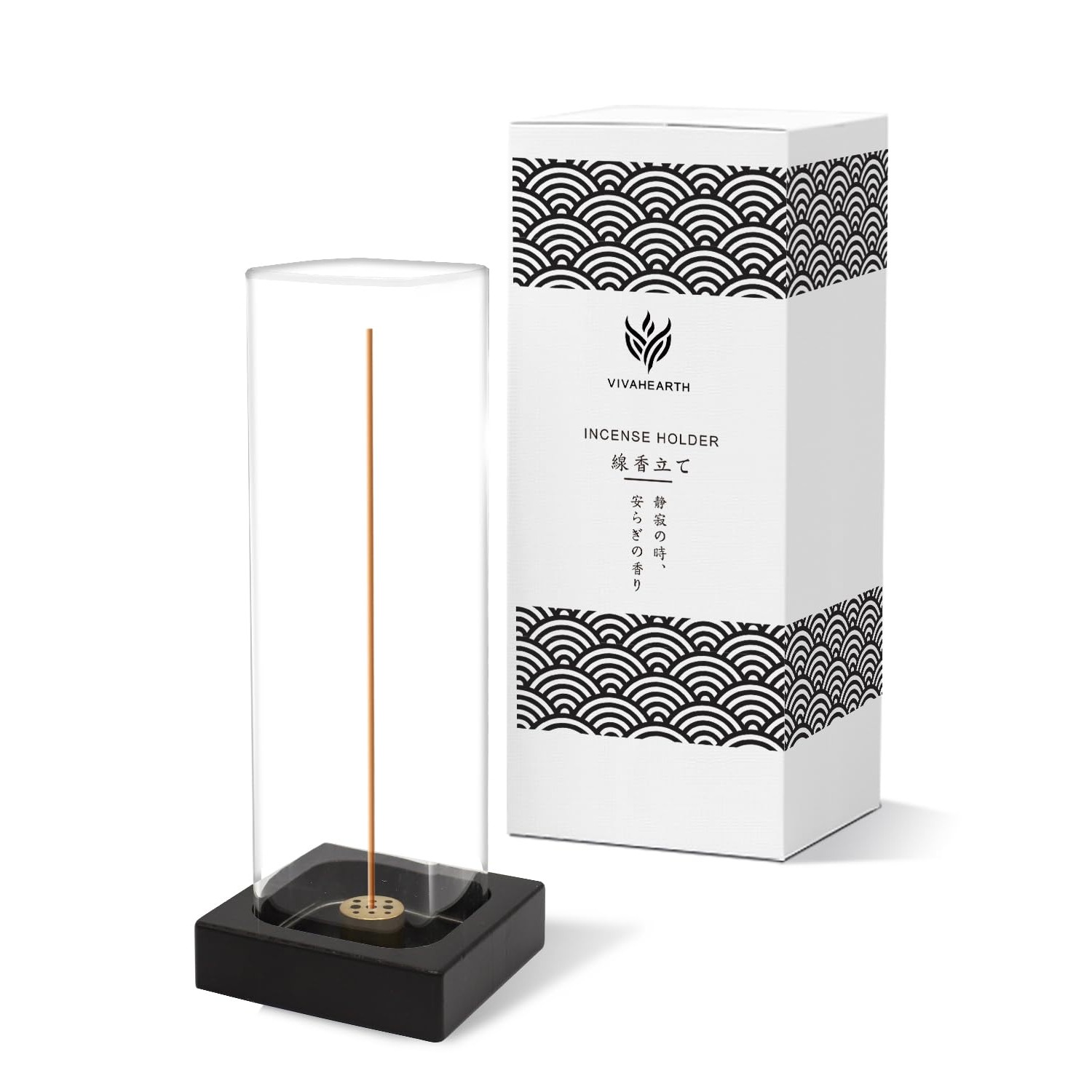 VIVAHEARTH Incense Holder, Ash Spill Proof, Stylish, Glass, Brass ...