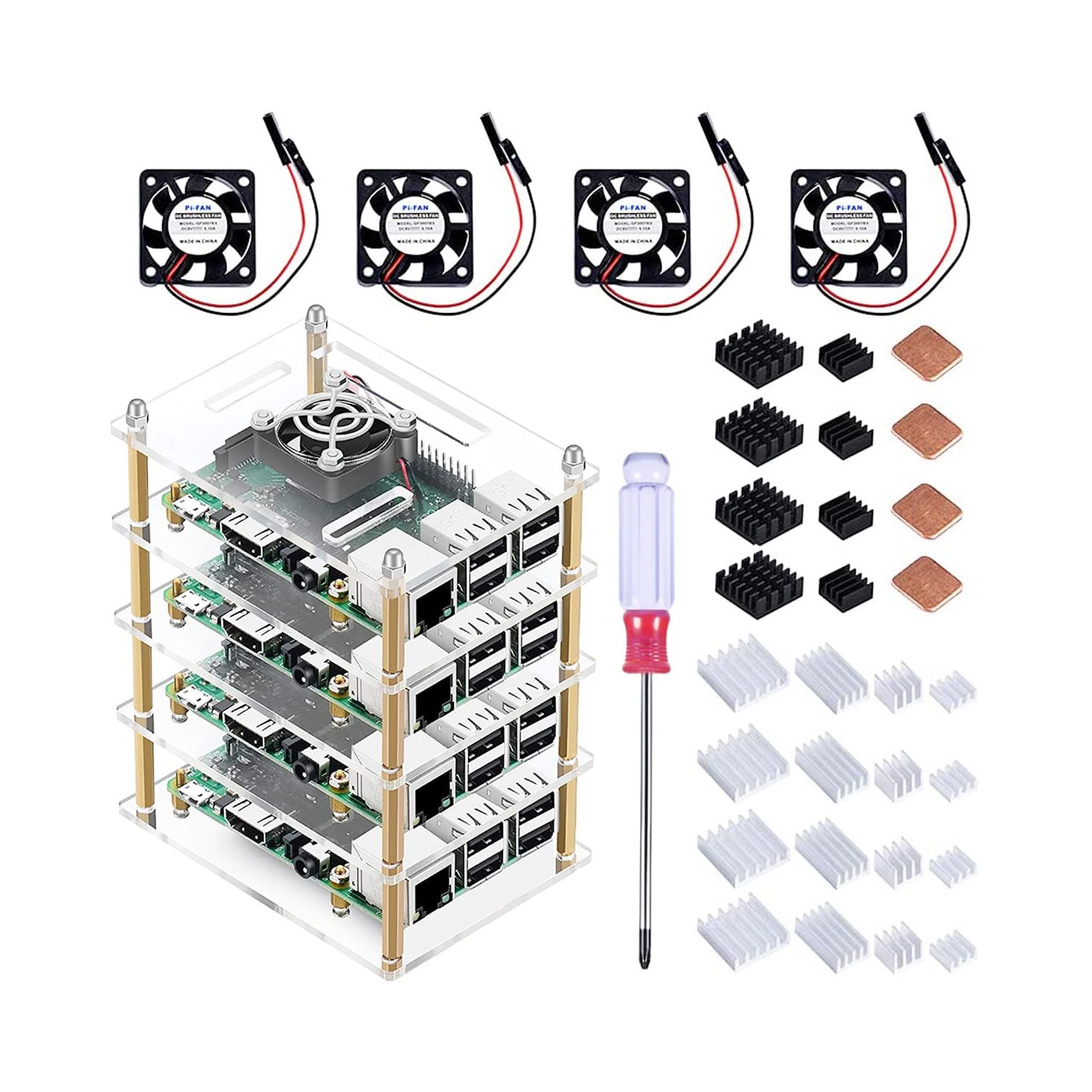 DKARDU Pi Rack Case for Raspberry Pi 4 Model B,with Cooling Fan and for ...