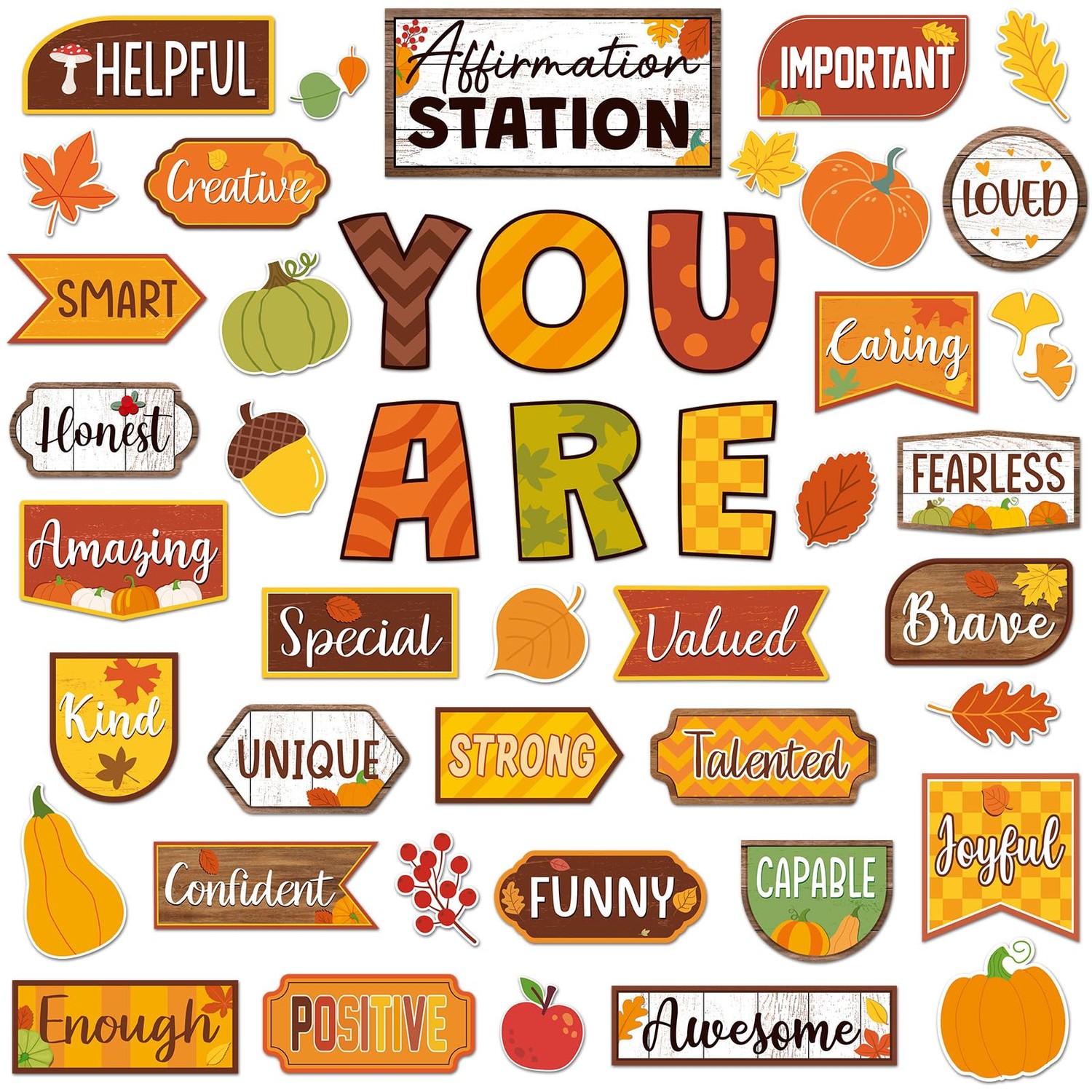 Weekgrat 45 Pcs Fall Thanksgiving Affirmation Station Bulletin Board ...