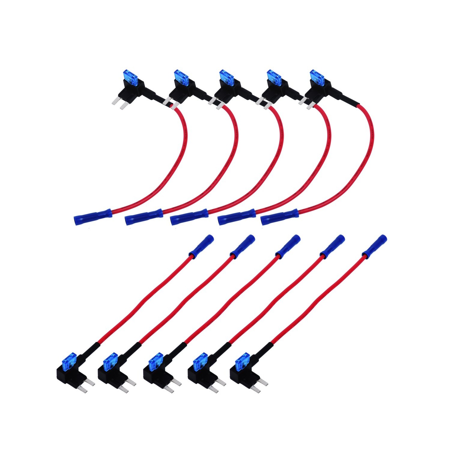 DEDC Blade Fuse Tap Mini Fuse Holder 10 Pack Universal 16 Gauge Add-a ...