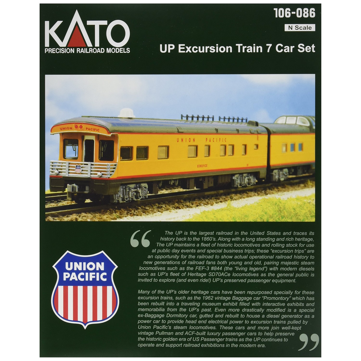 Kato USA Model Train Products N Scale Union Pacific Excursion Train 7 ...