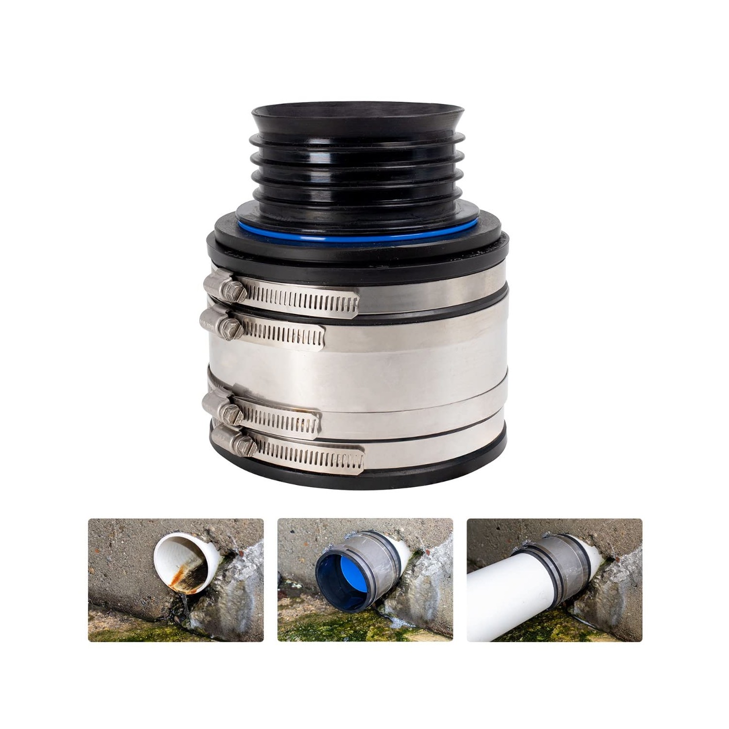 Fernco 4" ICON RC Pushfit DWV Coupling Sheared Off Pipe Connector with ...