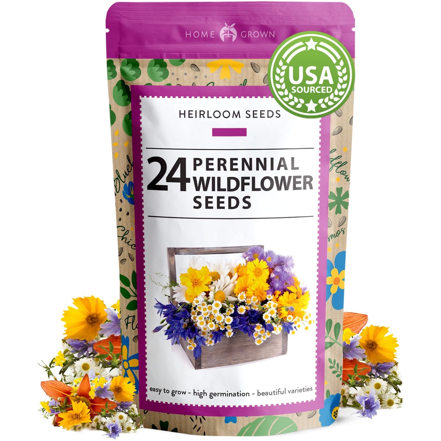 90,000+ Wildflower Seeds - Bulk Perennial Wild Flower Seeds Mix - 3oz ...