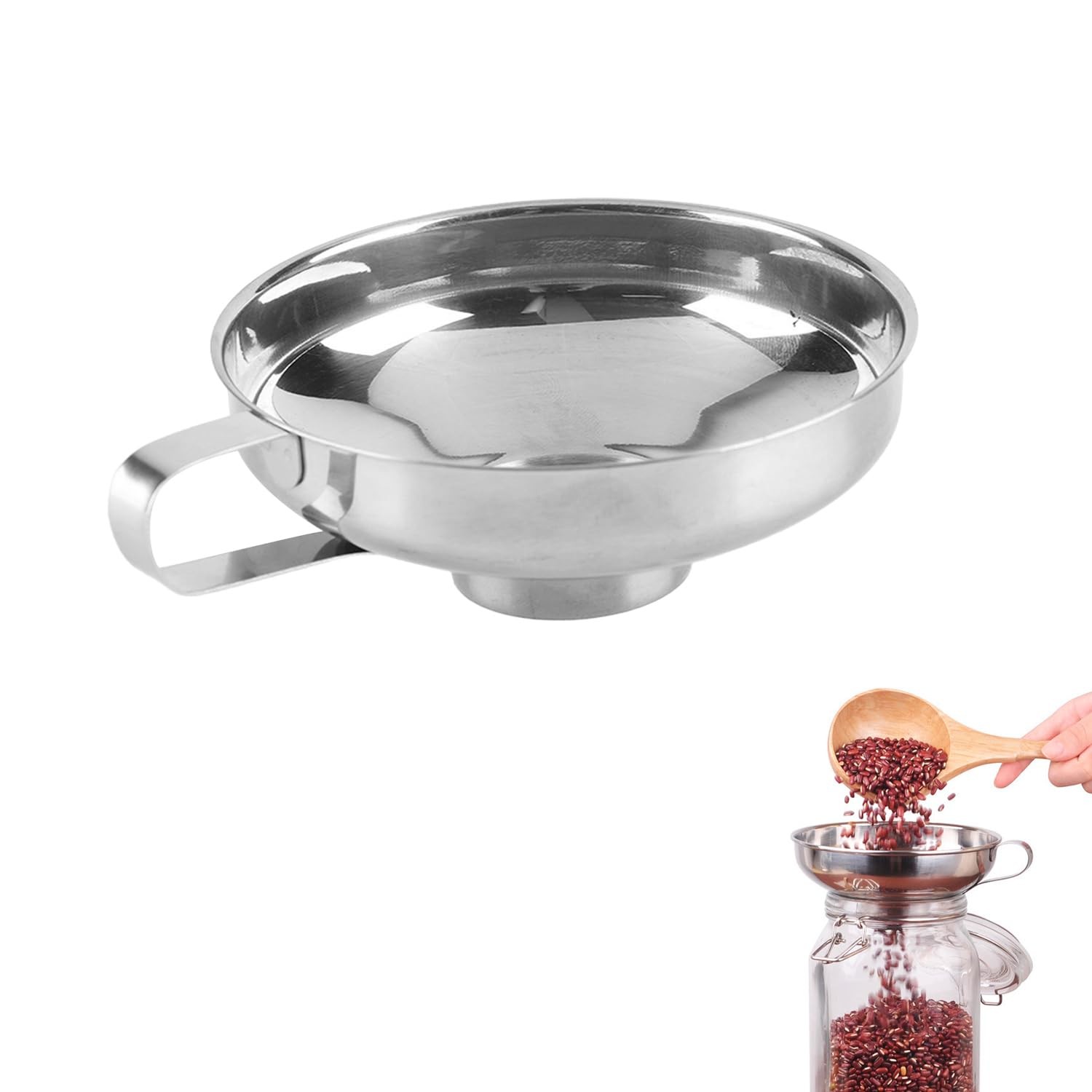 Canning Funnel for Kitchen, 4in Wide Mouth Funnel for Spice Jars with ...