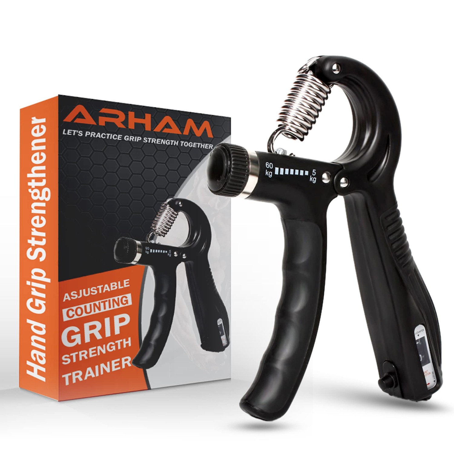 5-60 Kg Hand Grip Strengthener Finger Handgrip Wrist Squeezer Exerciser ...