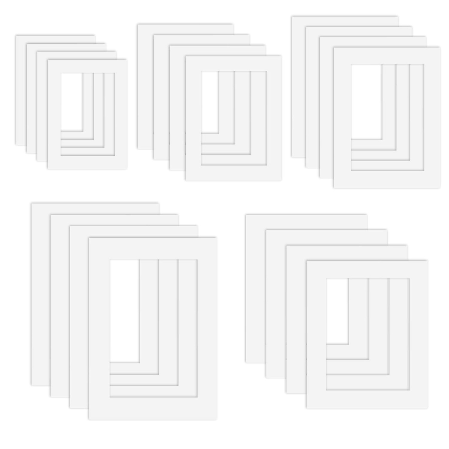 Picture Mounts for Frames 20pcs, 5 Sizes Photo Mounts White Pictures ...