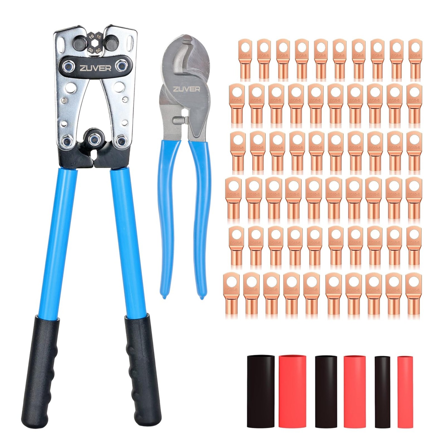ZUVER Battery Lug Crimper Kit Electrical Terminal Crimping Tool Set ...