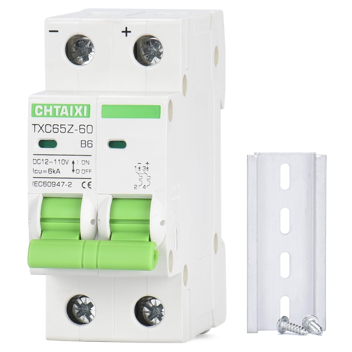12V-110V DC Miniature Circuit Breaker, 10 Amp 2 Pole Battery Breaker ...