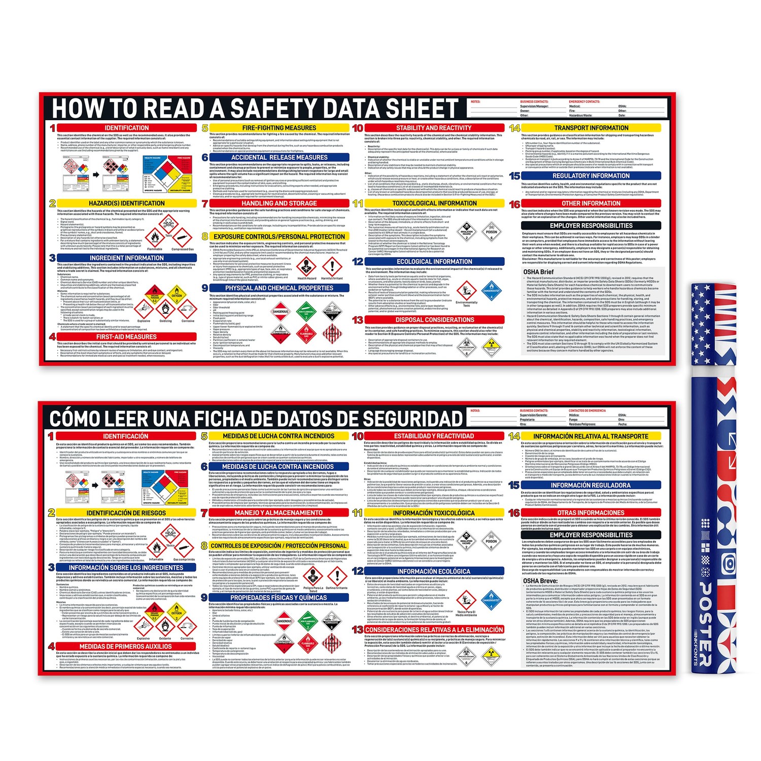 2025 How To Read A Safety Data Sheet Poster | SDS/MSDS Poster 18 x 40 ...