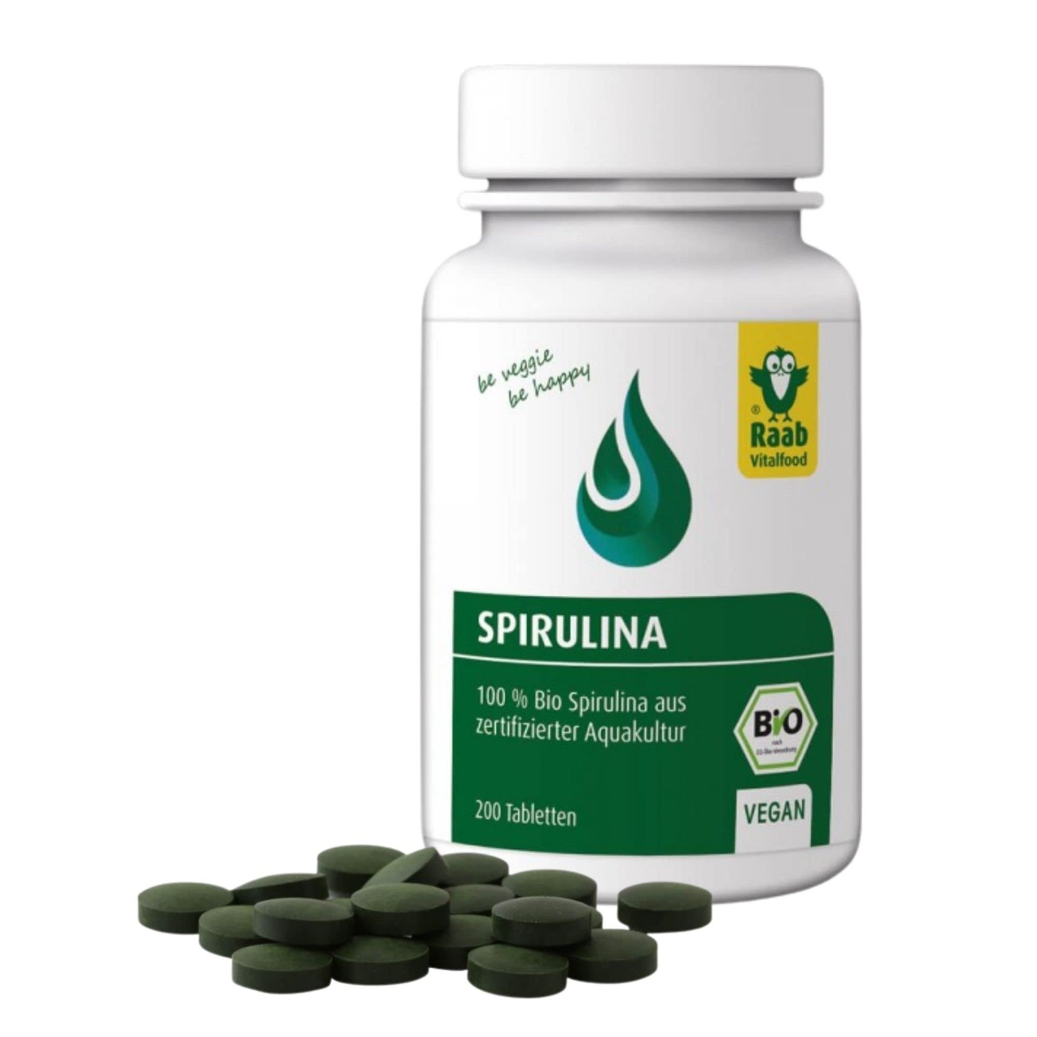 Raab Vitalfood Organic Spirulina Tablets, Pack of 200, Vegan ...